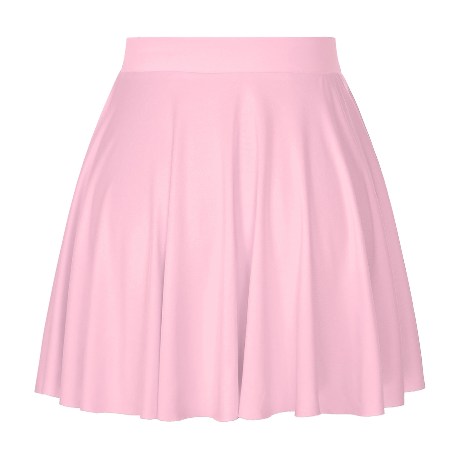 YONGHS Womens Casual Ruffle Short Skirt Solid High Waist Flared Pleated ...