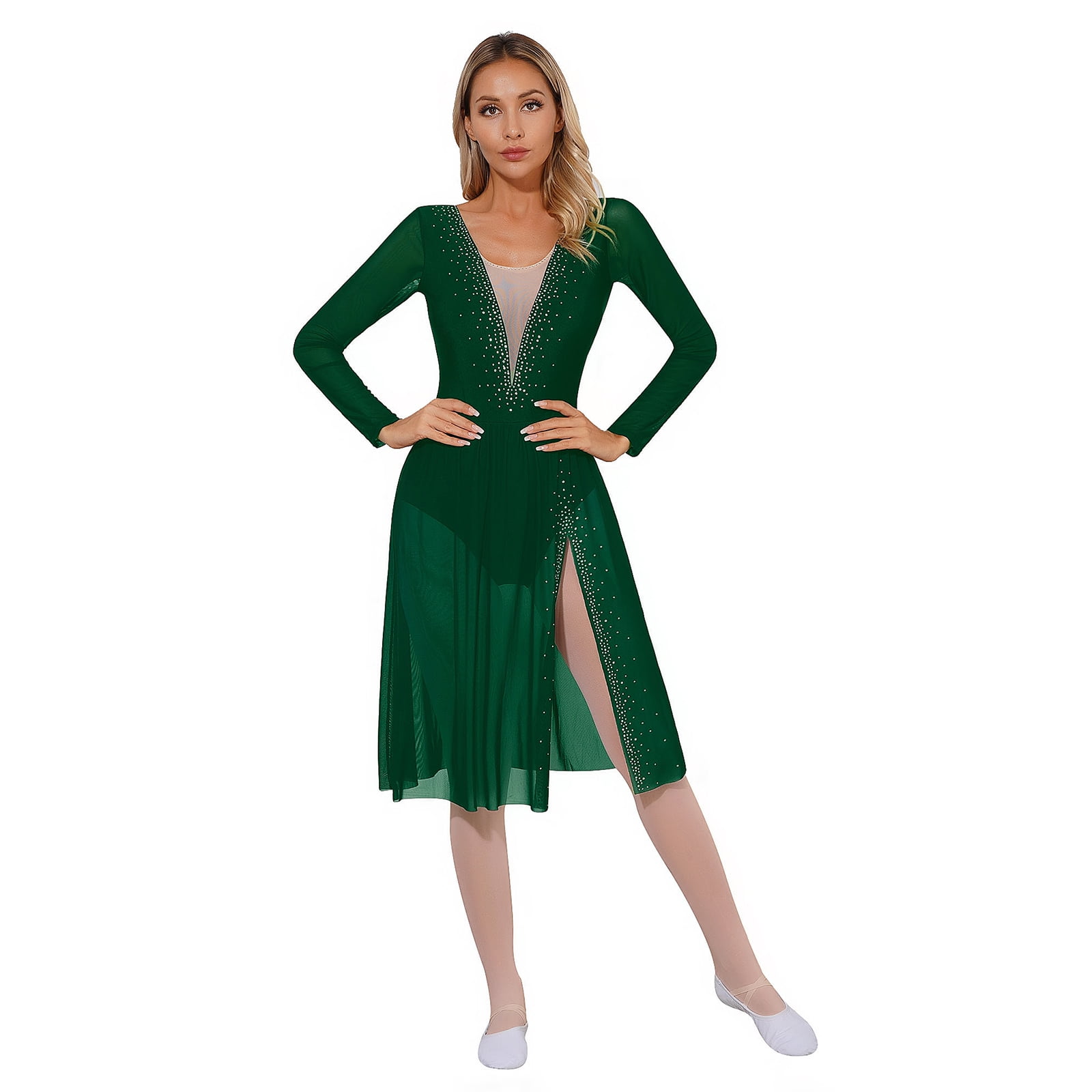 YONGHS Womens Lyrical Dance Costume Long Sleeve Modern Contemporary ...