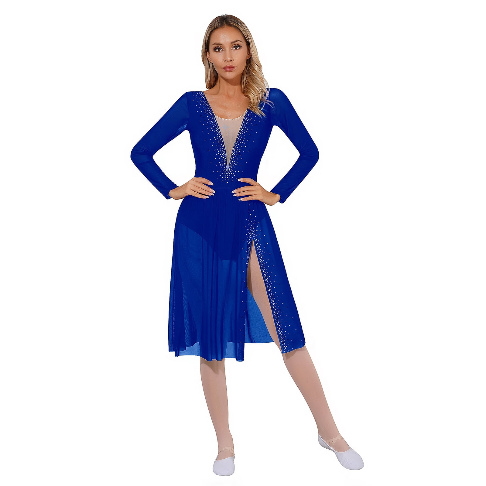 YONGHS Womens Lyrical Dance Costume Long Sleeve Modern Contemporary ...