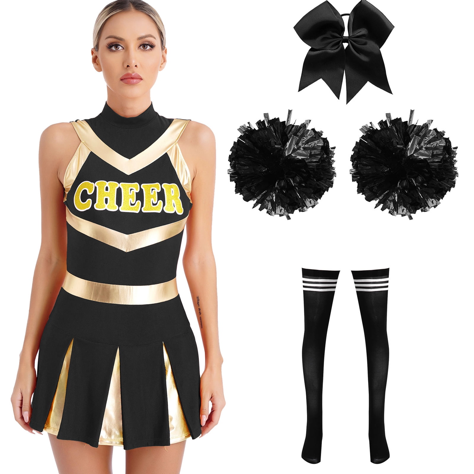 YONGHS Womens Youthful Cheerleading Uniform Cheer Leader Dance Dress ...