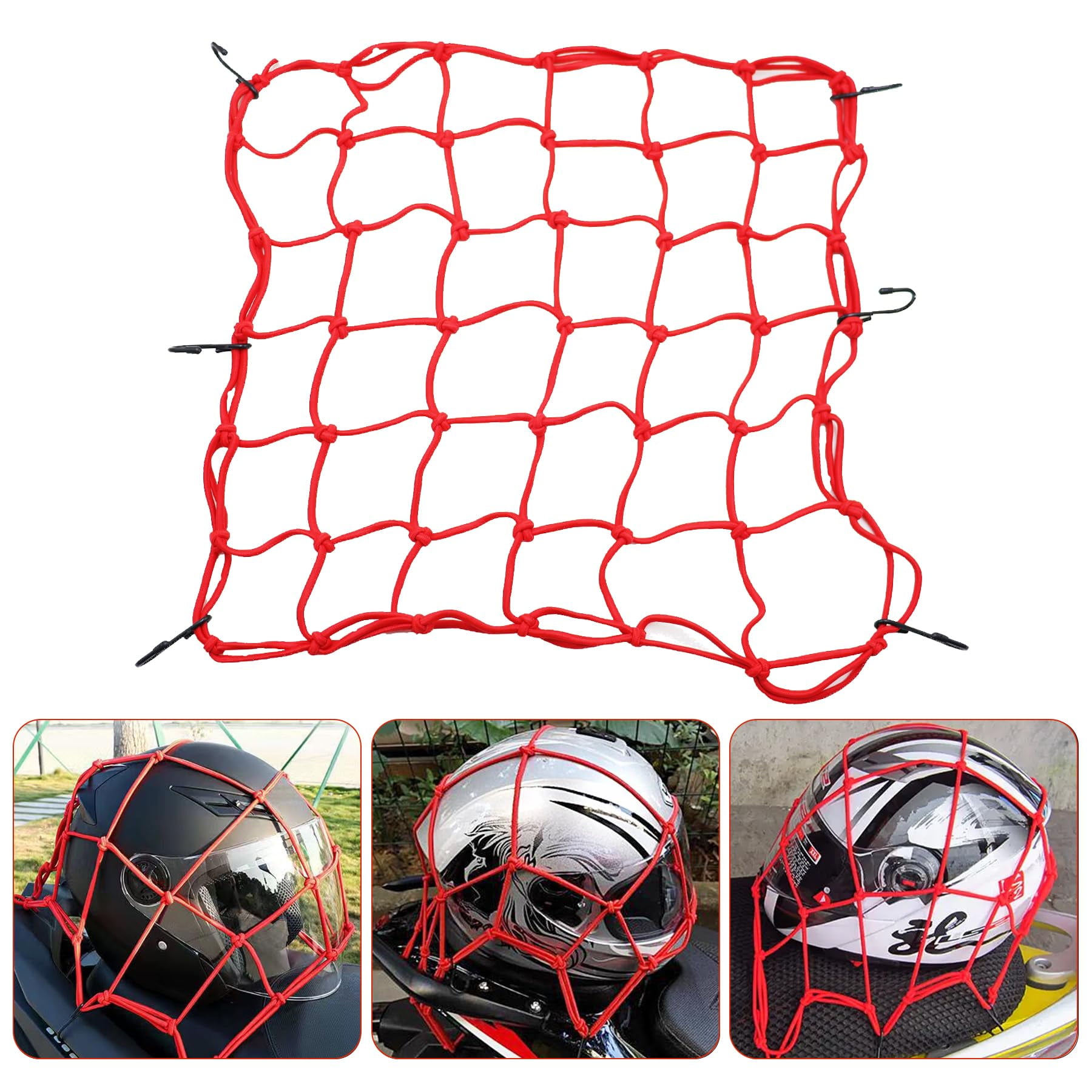 YONGSHENG 12"x12" Elastic Motorcycle Cargo Net,Heavy Duty Bungee Net ...
