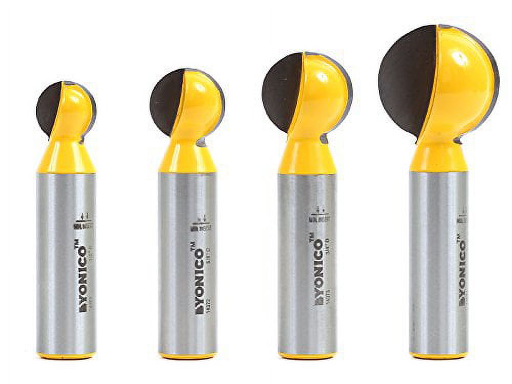 YONICO Groove Ball End Router Bit Set 4 Bit 1/2-Inch Shank Bit Set - 1/ ...