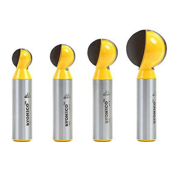 YONICO Groove Ball End Router Bit Set 4 Bit 1/2-Inch Shank Bit Set - 1/ ...