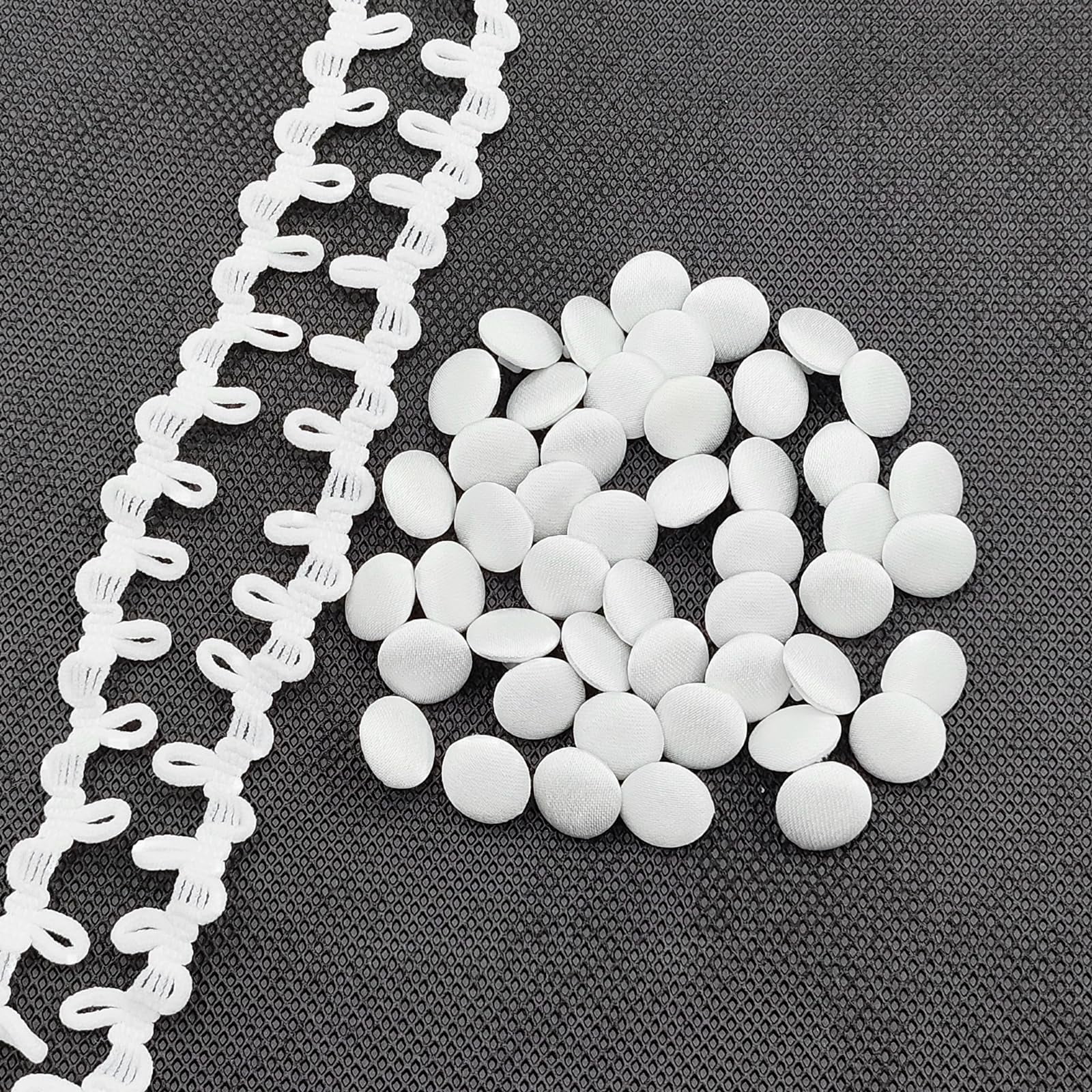 YOOGCORETT 30pcs/Set Lvory Satin Cloth Buttons Fabric Covered Buttons ...