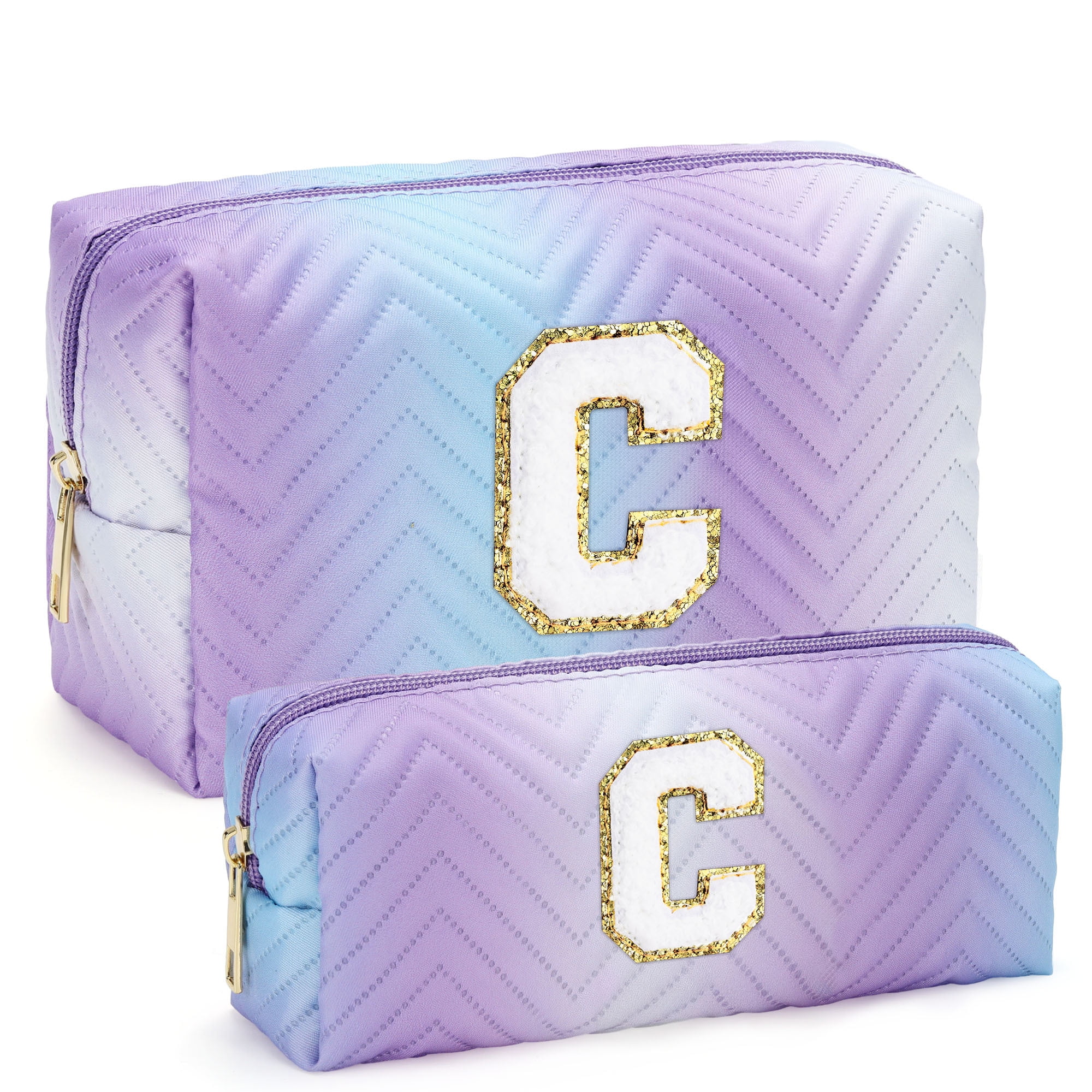 YOOLIFE Cute Makeup Bag for Women Girls, Personalized Initial Pink ...