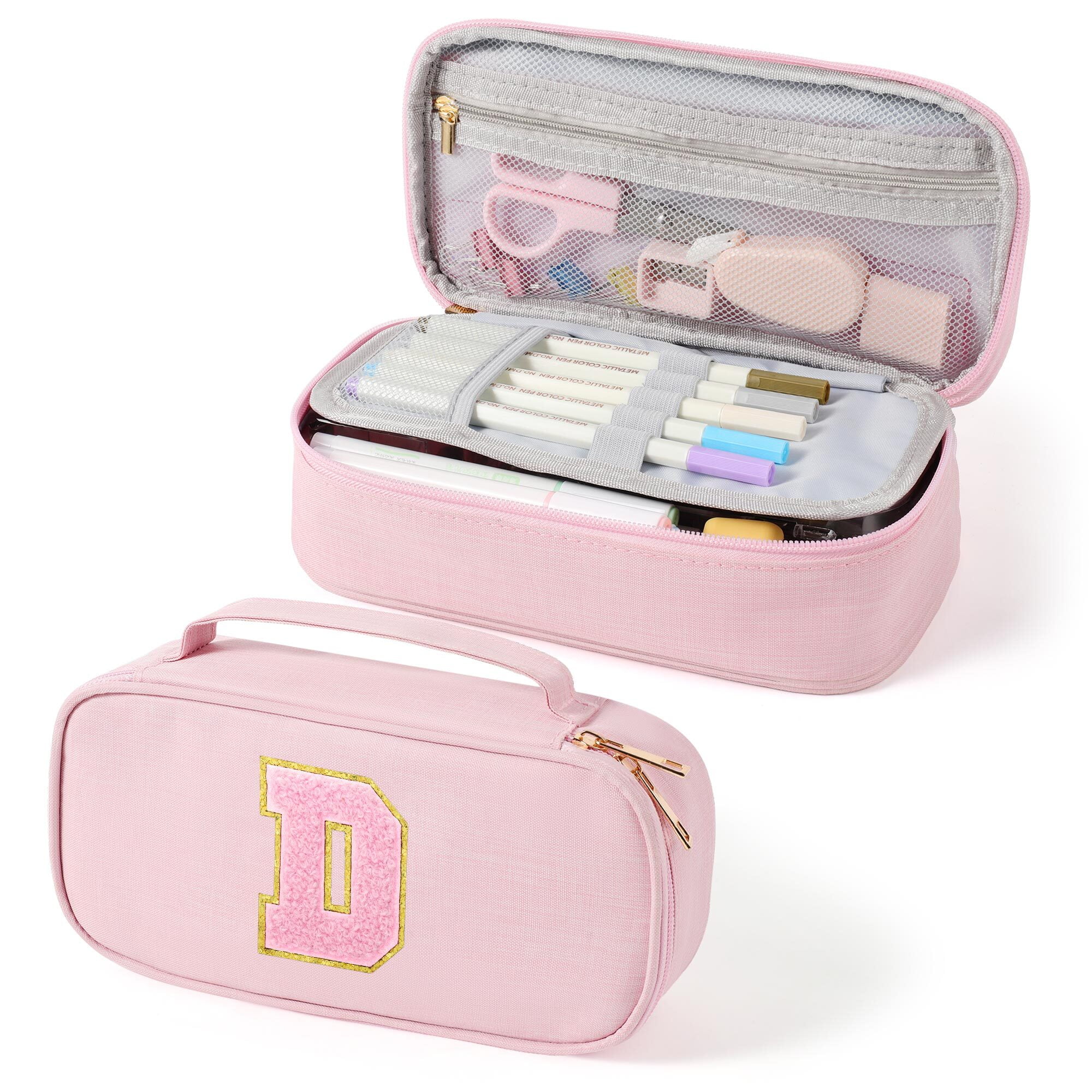 Yoolife Initial Pencil Case Capacity Pencil Pouch Handheld Pen Bag Cute ...