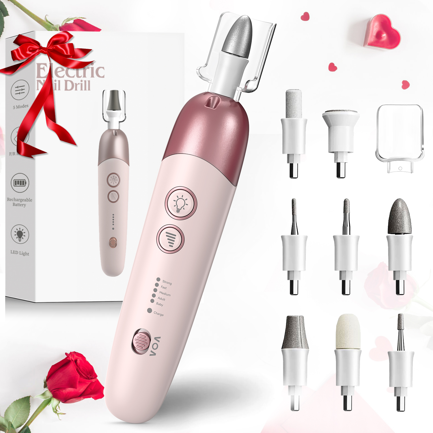 YOOVEE Cordless Electric Nail File Set, Portable Electric Nail Drill ...