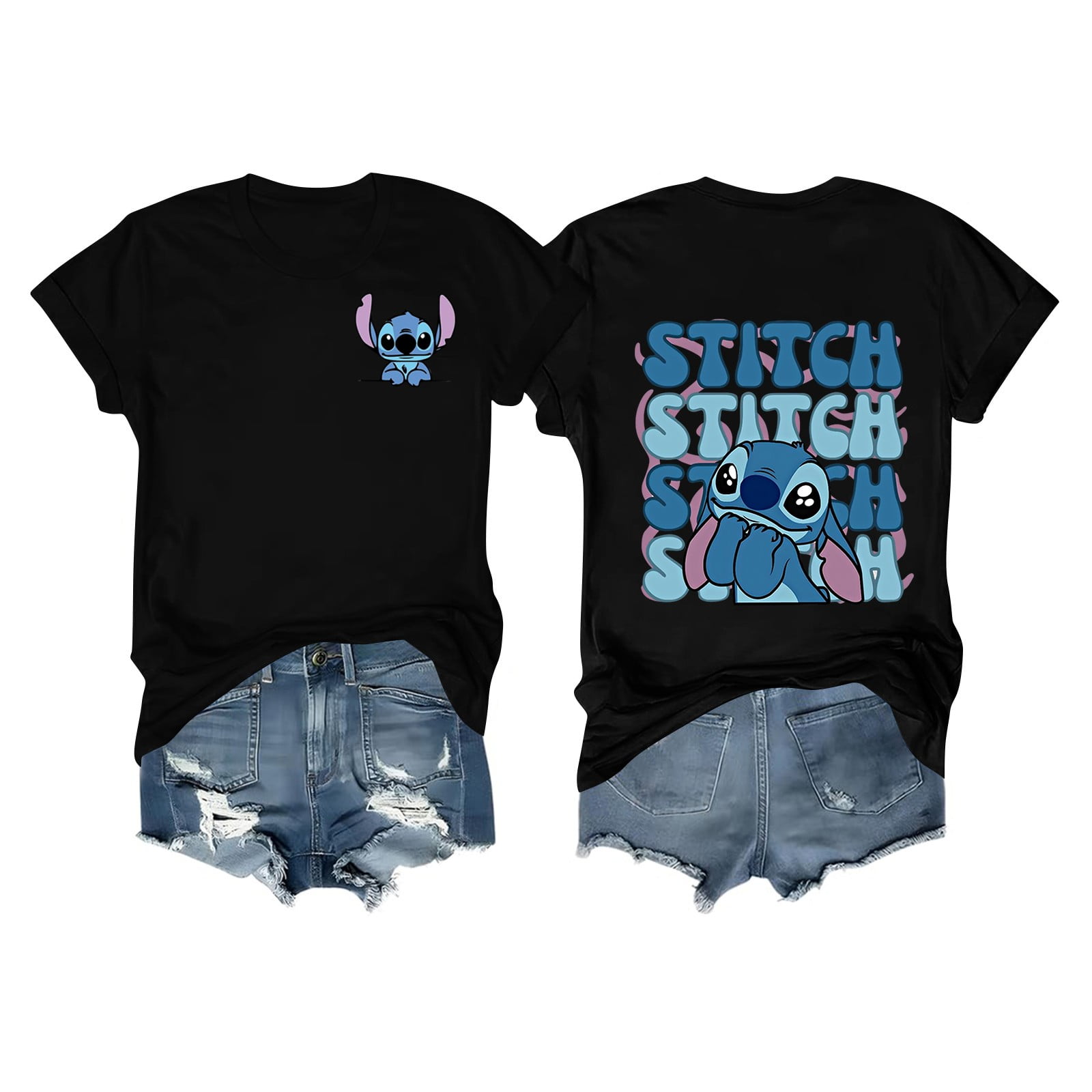 YOOZIO Black The Stitch Tour Shirt, Stitch Short Sleeve Shirt, Stitch ...