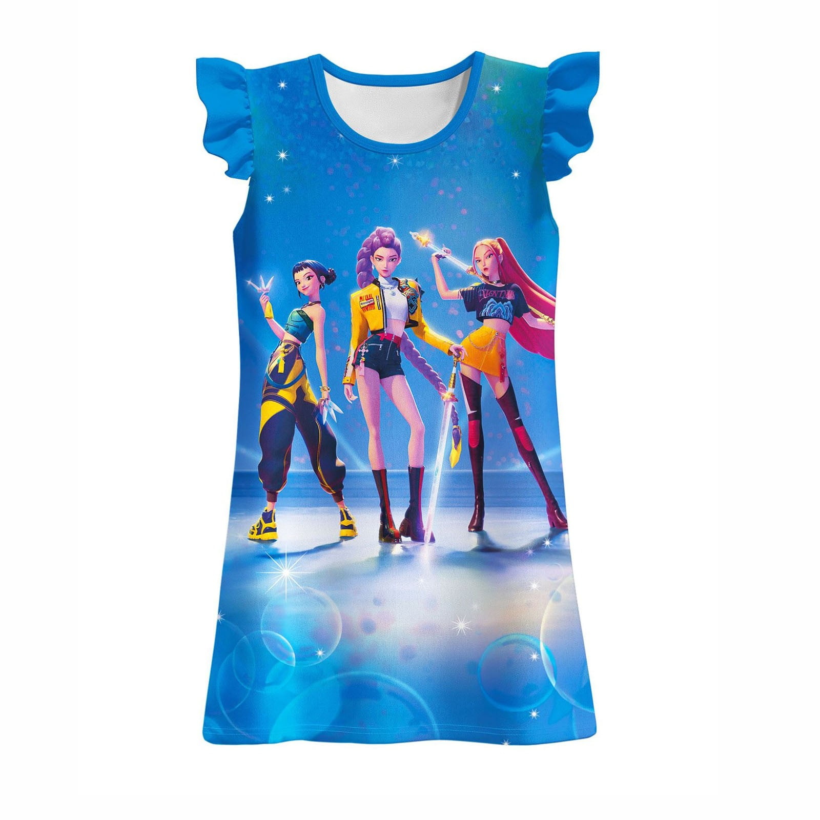 YOOZIO Blue Kpop Demon Hunters Pajamas Dress One Piece Girls Princess ...