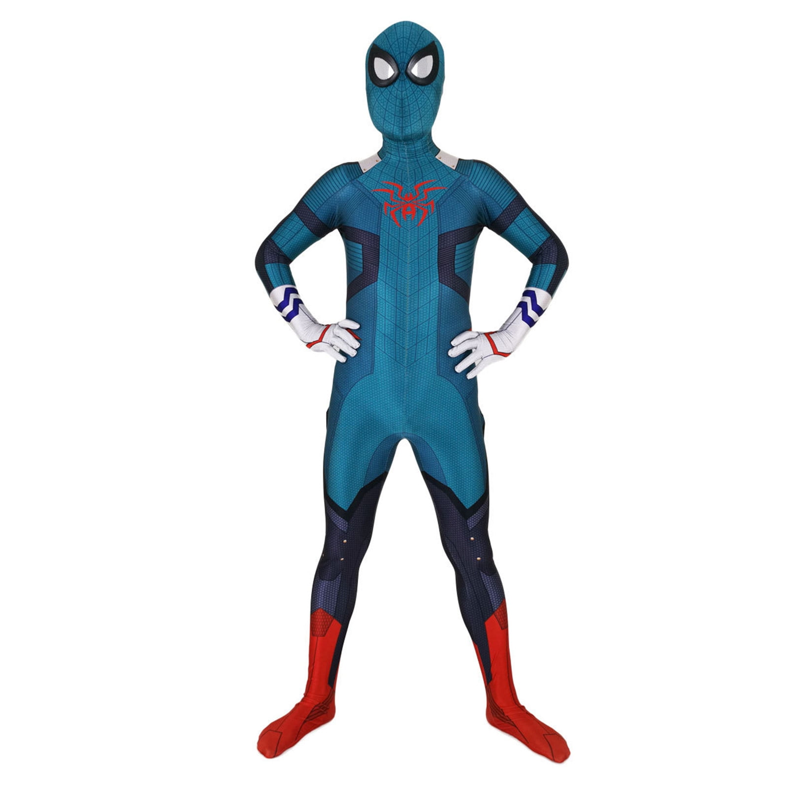 YOOZIO Cyan Cool Ultimate Spider Superhero Jumpsuit Cosplay 3D Muscle S ...