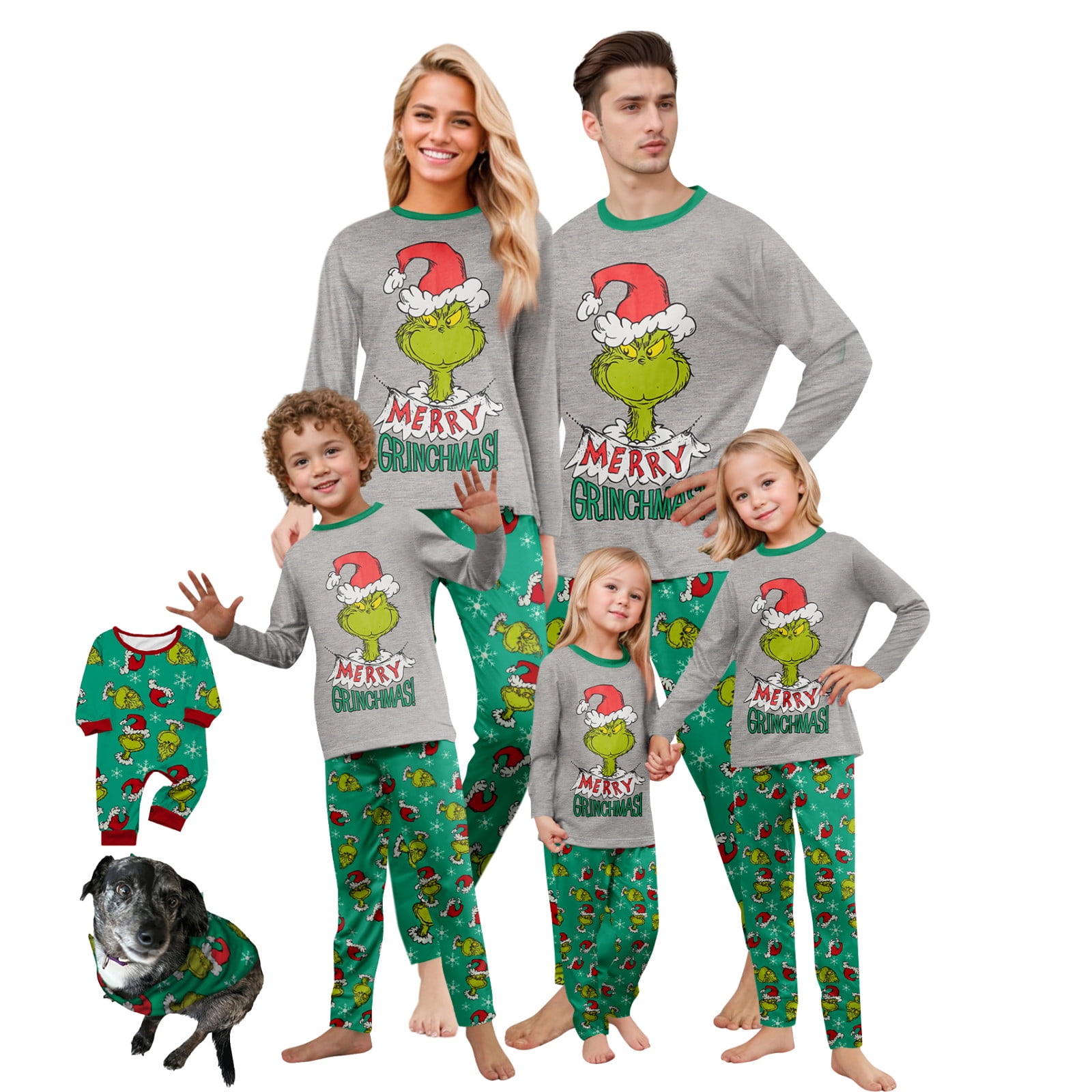 YOOZIO Dad Christmas Family Matching Pyjamas Adults Kids Funny Griinch ...