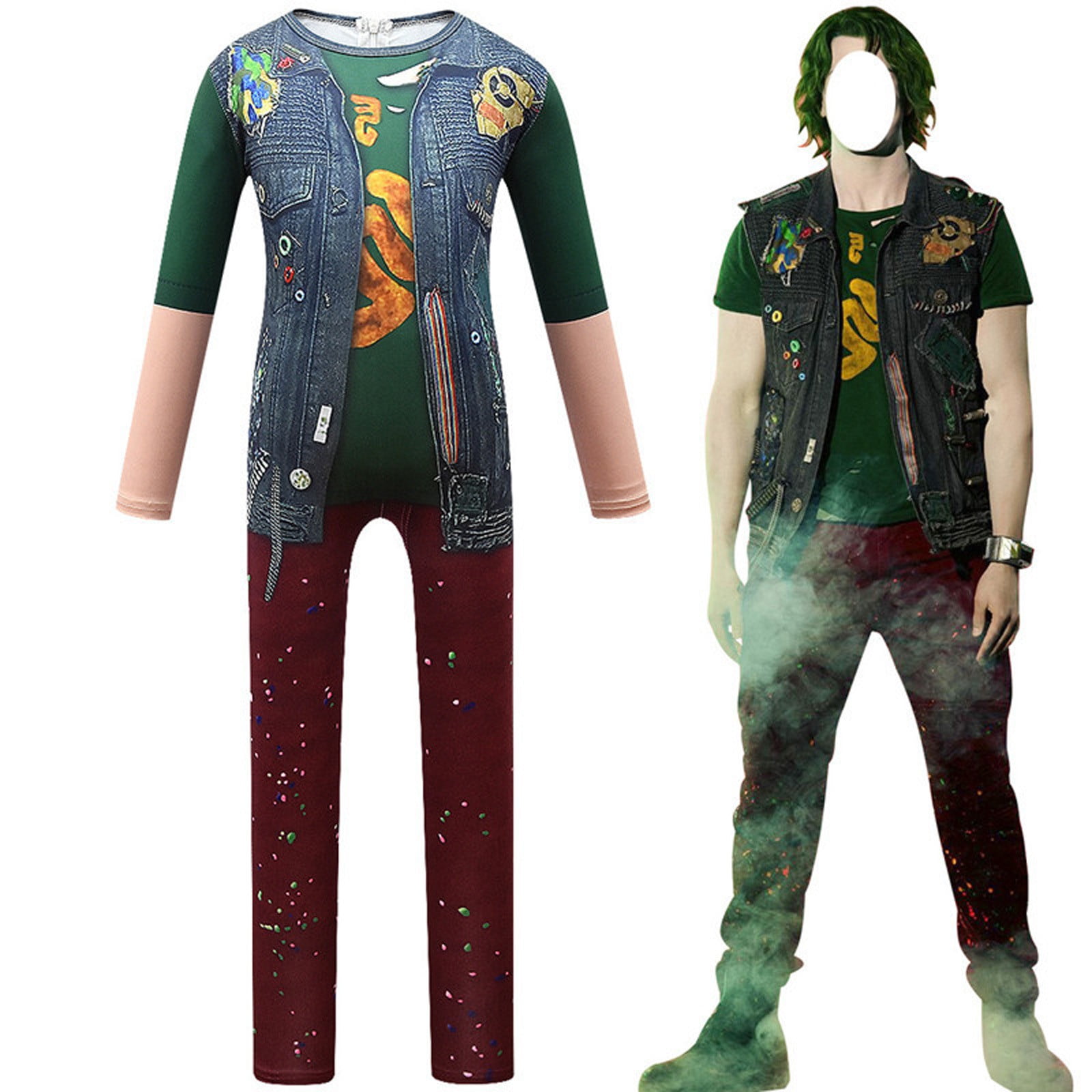 YOOZIO Dark Green Party Fancy Costume Zombies 2 Cosplay Jumpsuit ...