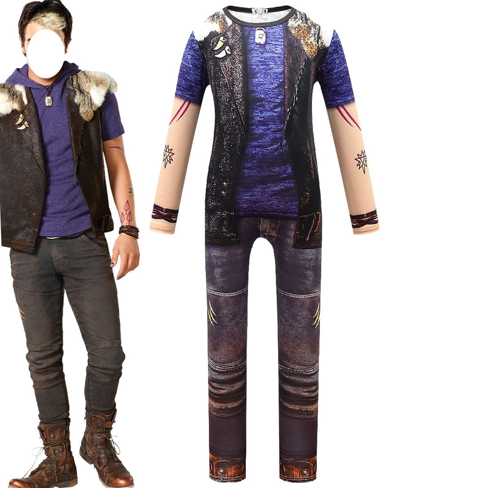 YOOZIO Dark Purple Party Fancy Costume Zombies 2 Cosplay Jumpsuit ...