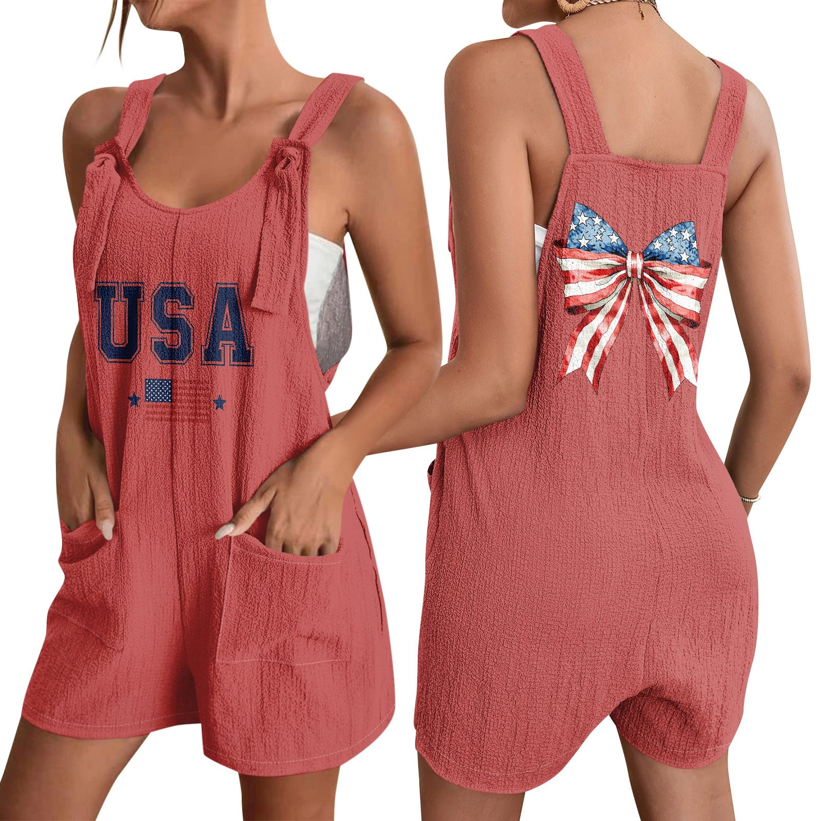 YOOZIO Gray 4Th Of July Capri Rompers for Women Plus Size Independence ...