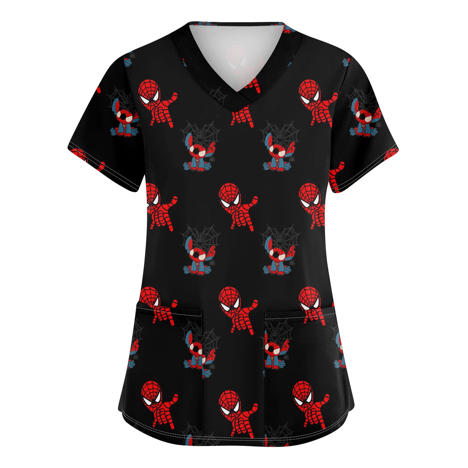 YOOZIO Hot Pink Amazing Spider-Hero Medical Scrub Top Unisex Style ...