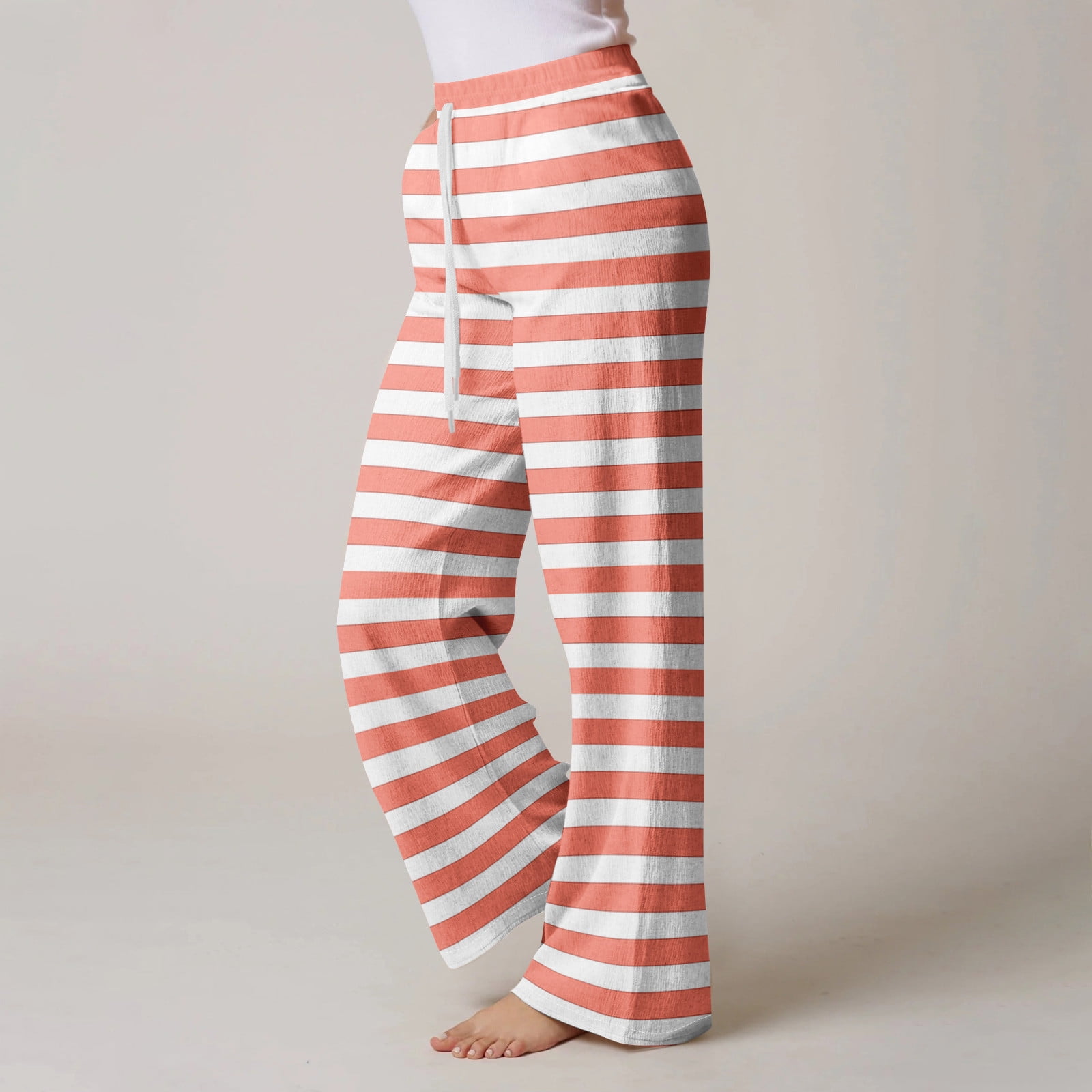 YOOZIO Orange Stripe Women'S Pajama Pants Sleepwear Wide Stripes Pants ...