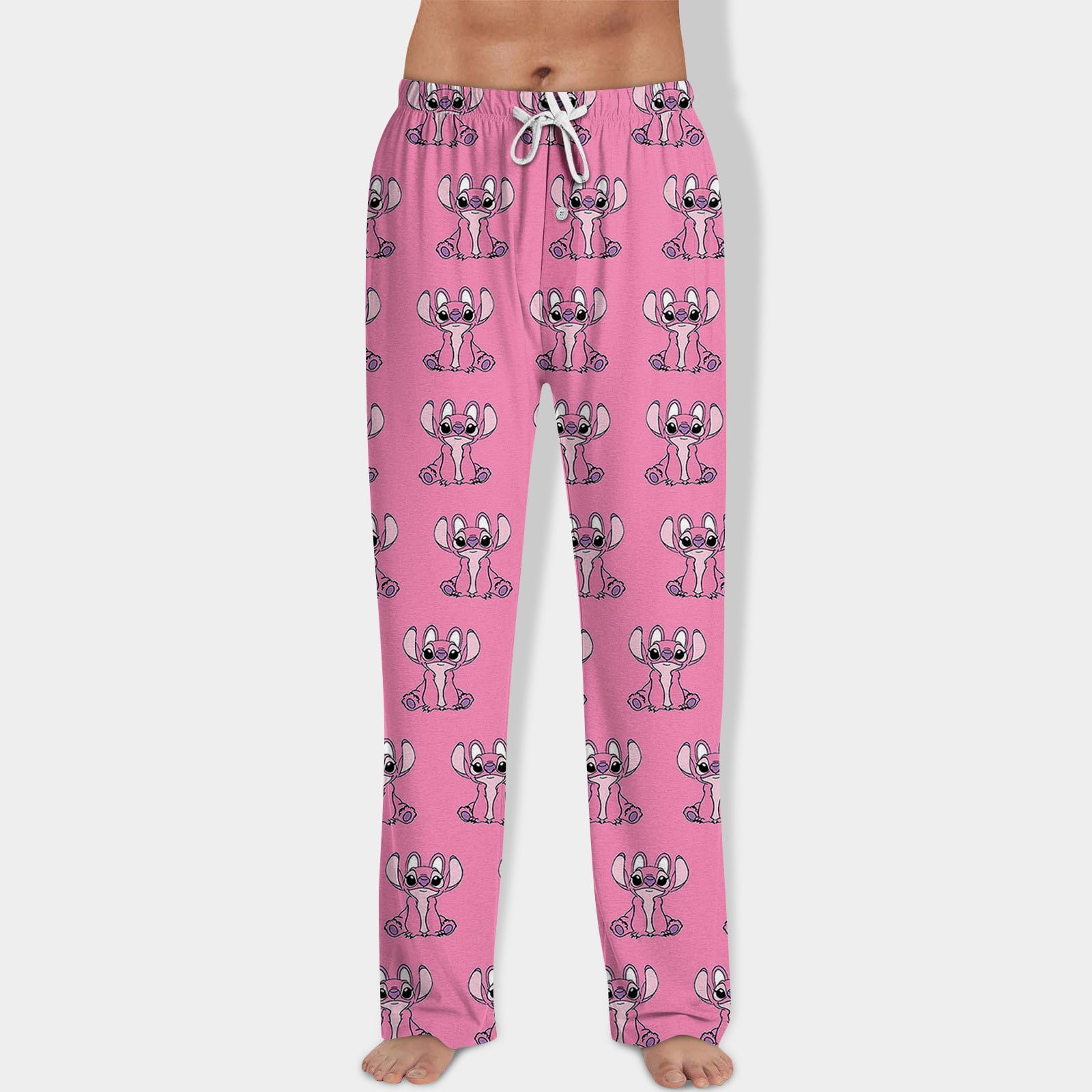 YOOZIO Pink Funny Stitch Men'S Pajama Pants Drawstring Wide Leg Lounge ...