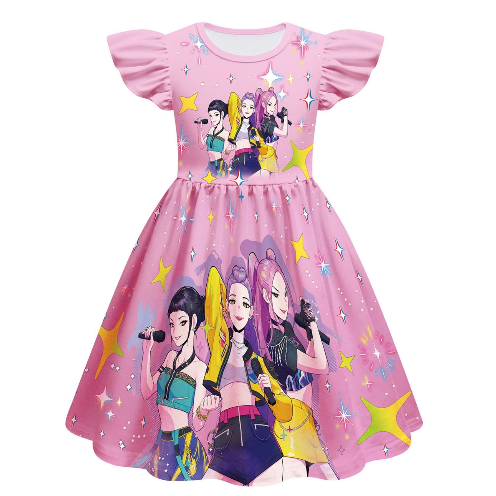 YOOZIO Pink Kpop Demon Hunters Cartoon Clothes Girls Flying Sleeve ...