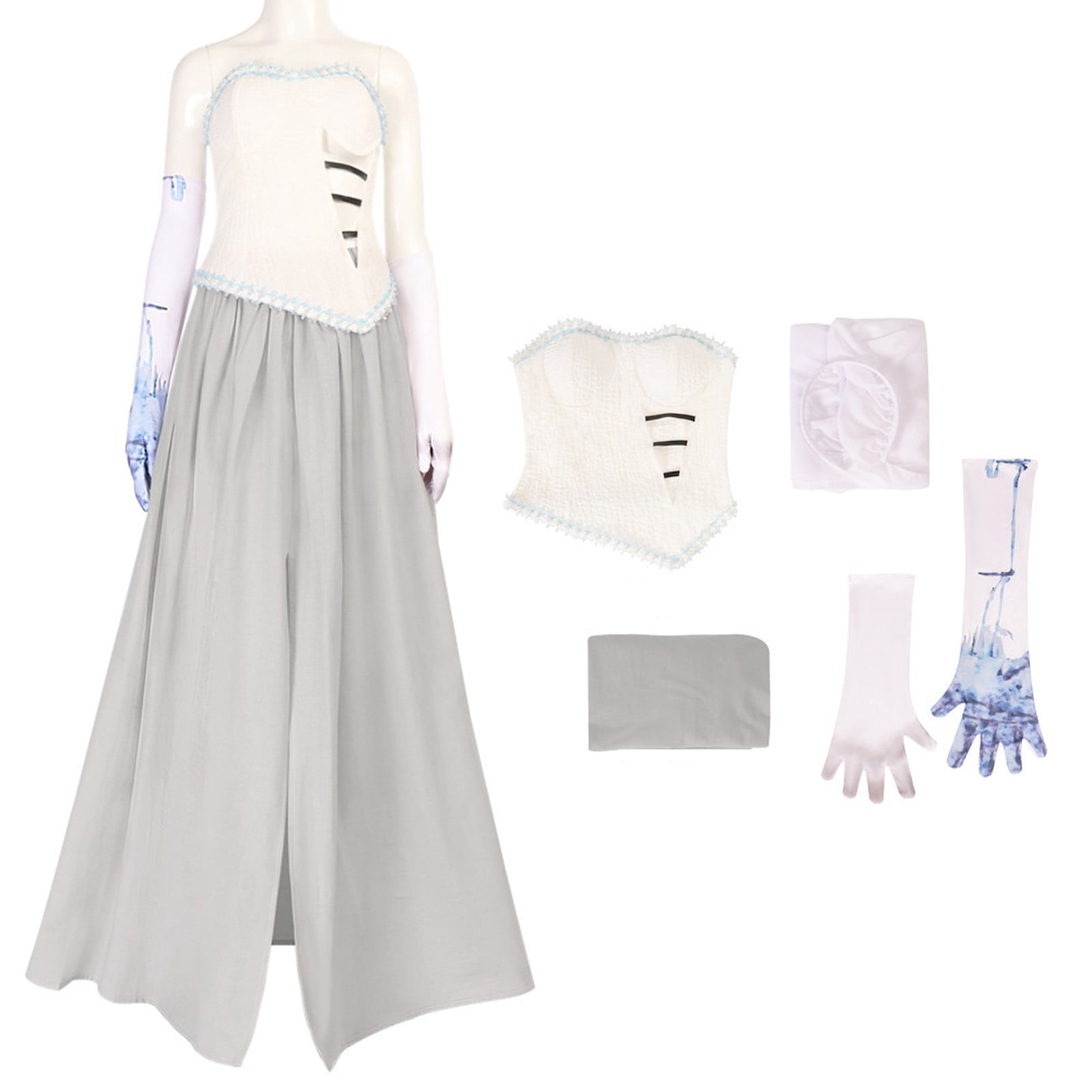 YOOZIO White Cosplay Tim Burton'S Corpse Bride Wedding Dress Veil ...