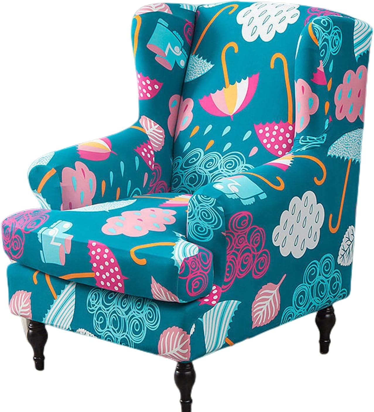 YOPOIY Stretch Soft Wingback Armchair Slipcovers Printed Wingback Chair ...