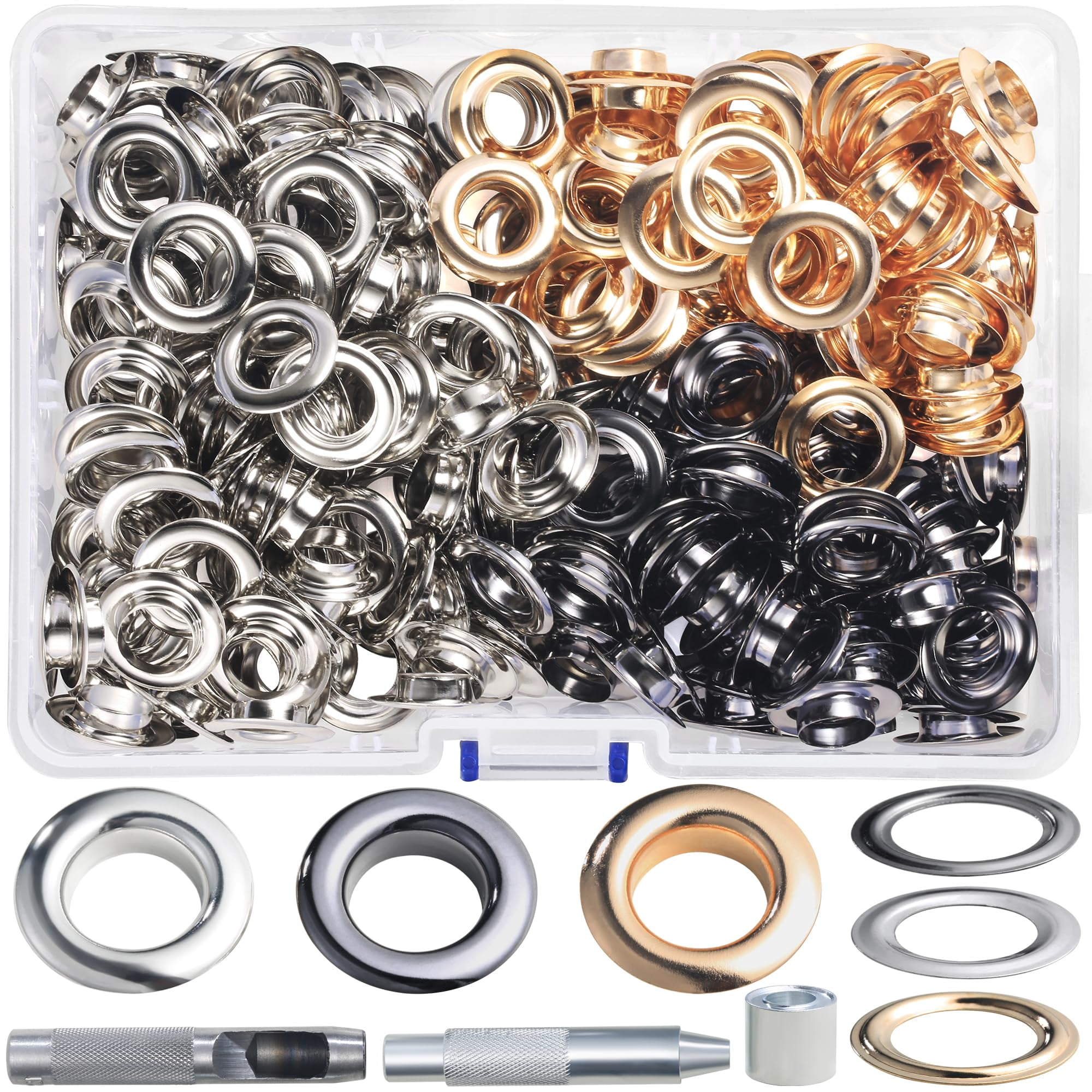 YORANYO 300Sets 12mm 1/2 Inch Grommets Eyelets Kit for Fabric Assorted ...