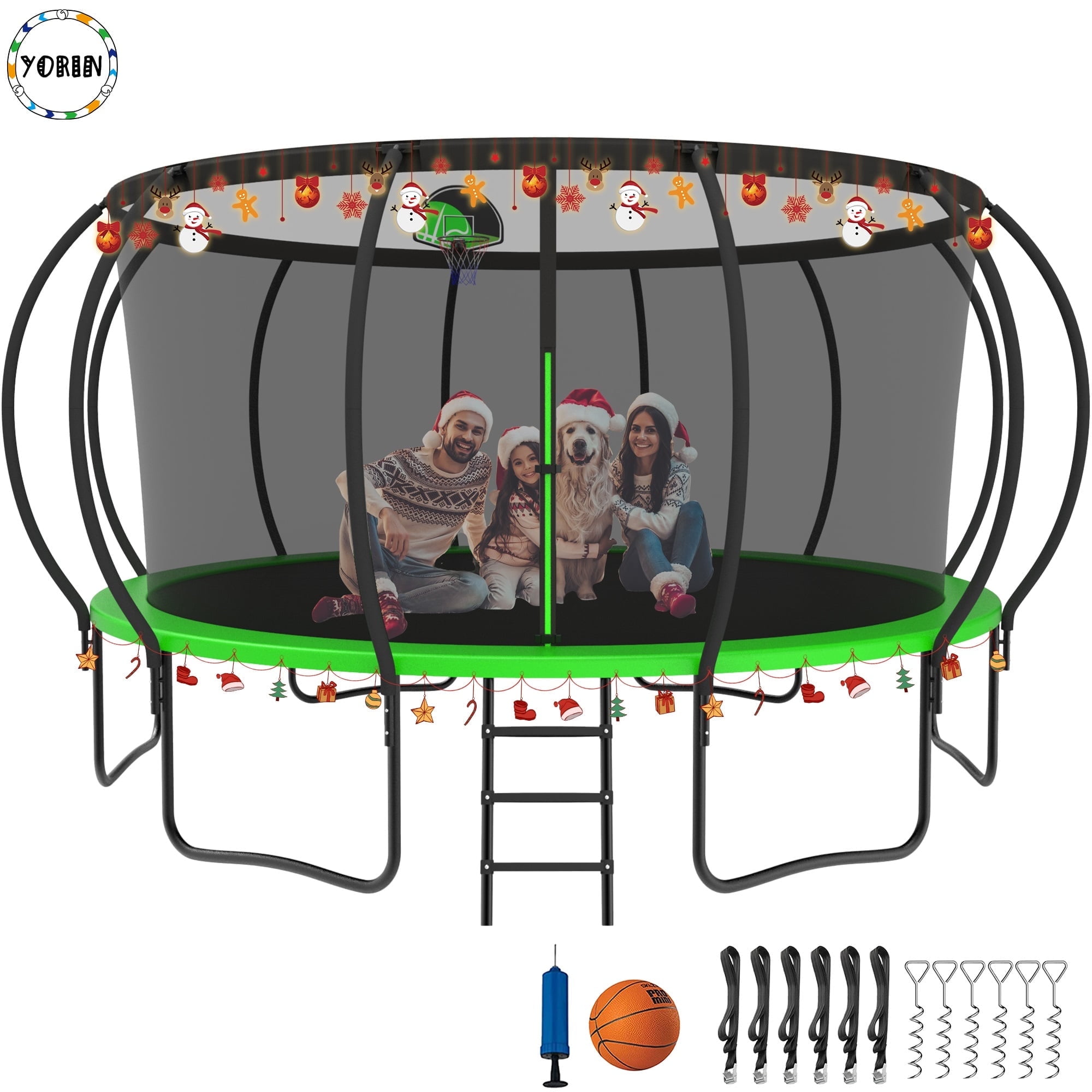 YORIN Trampoline for 10 Kids, 16 FT Trampoline for Adults with ...