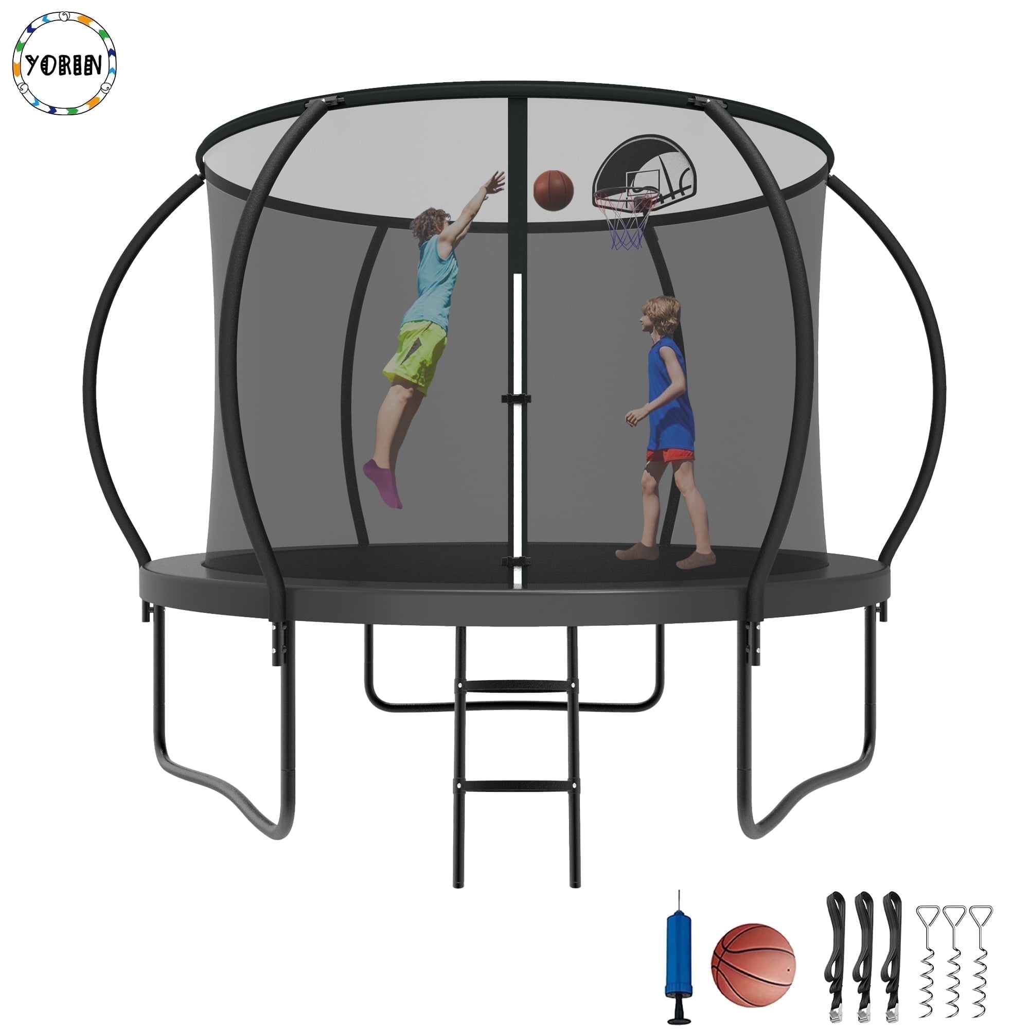 YORIN Trampoline, 10FT Trampoline with Enclosure Net, 1000LBS ...