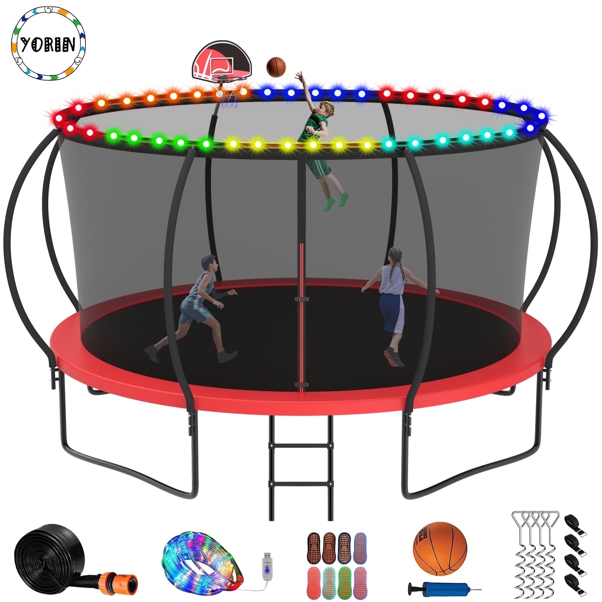 YORIN Trampoline, 12 FT Trampoline for 5-6 Kids Adults with Enclosure ...