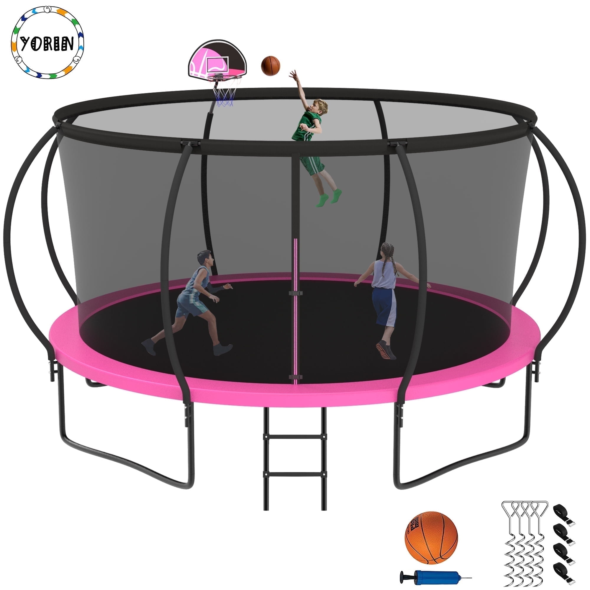 YORIN Trampoline, 12 FT Trampoline for 5-6 Kids Adults with Enclosure ...