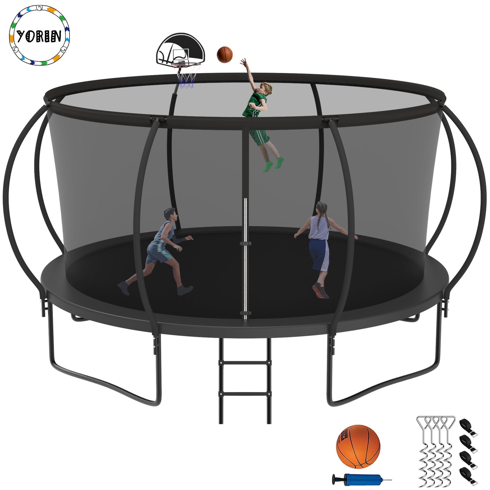 YORIN Trampoline, 12 FT Trampoline for 5-6 Kids Adults with Enclosure ...