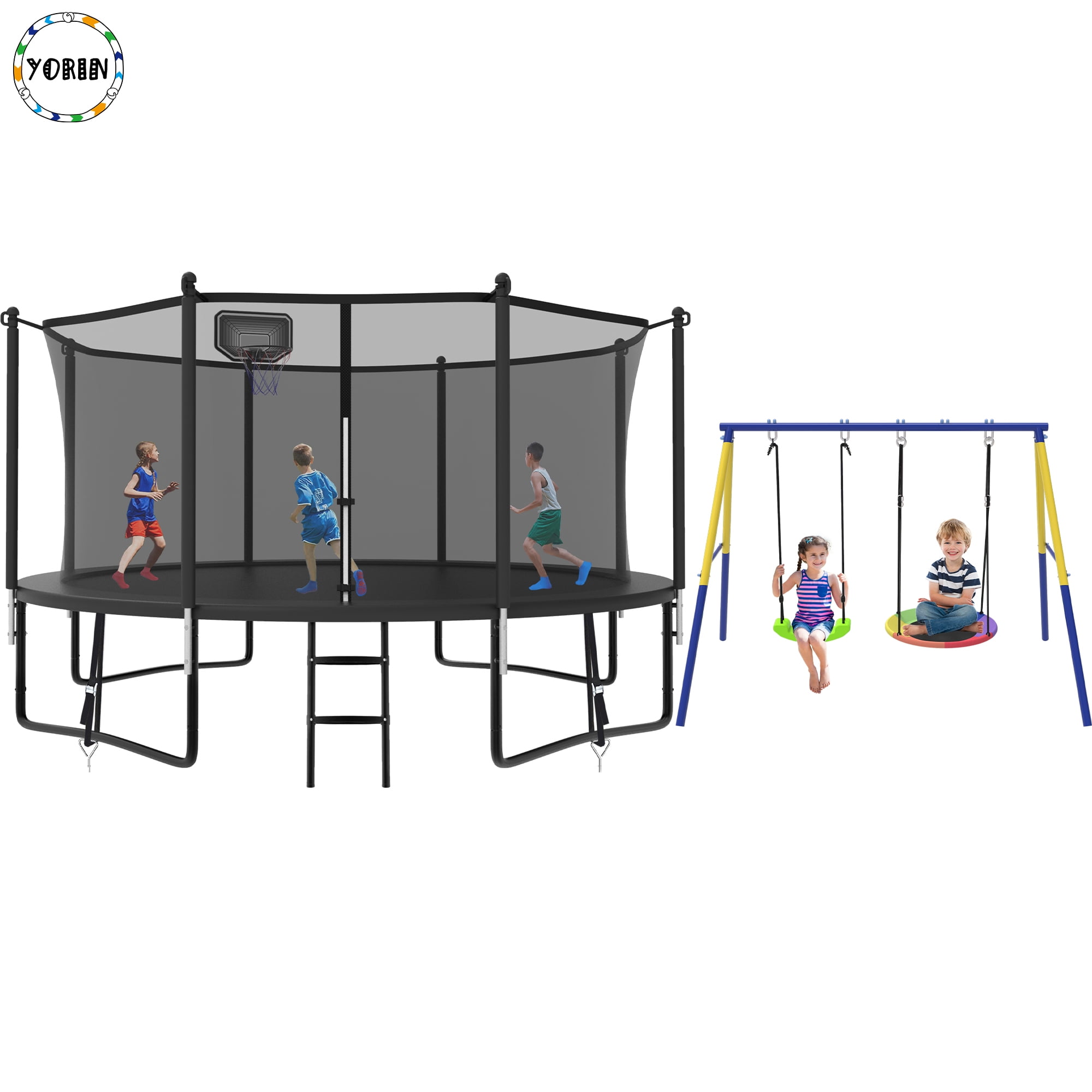 YORIN Trampoline, 1200LBS 12FT Trampoline for 4-5 Adults/ Kids, with ...