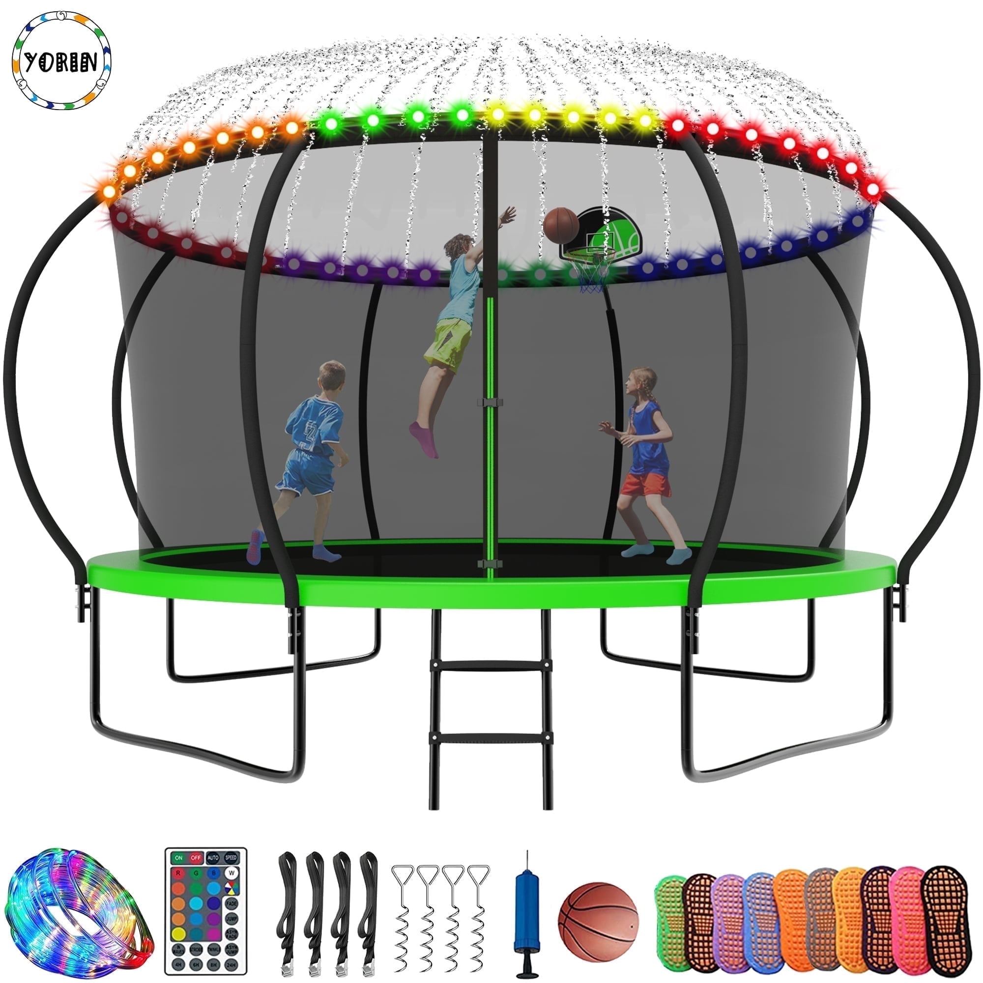 YORIN Trampoline, 12FT Trampoline with Enclosure Net, 1200LBS ...