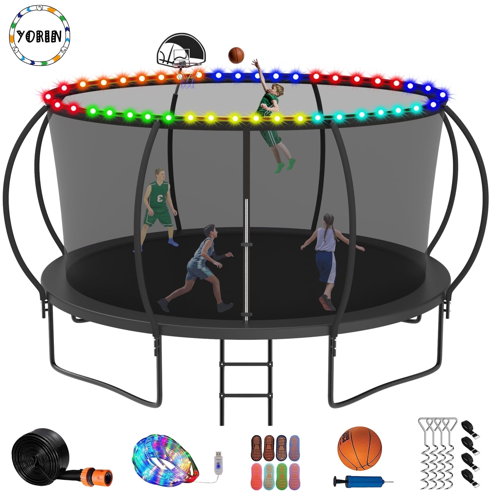 YORIN Trampoline, 14 FT Trampoline for 7-8 Kids Adults with Enclosure ...