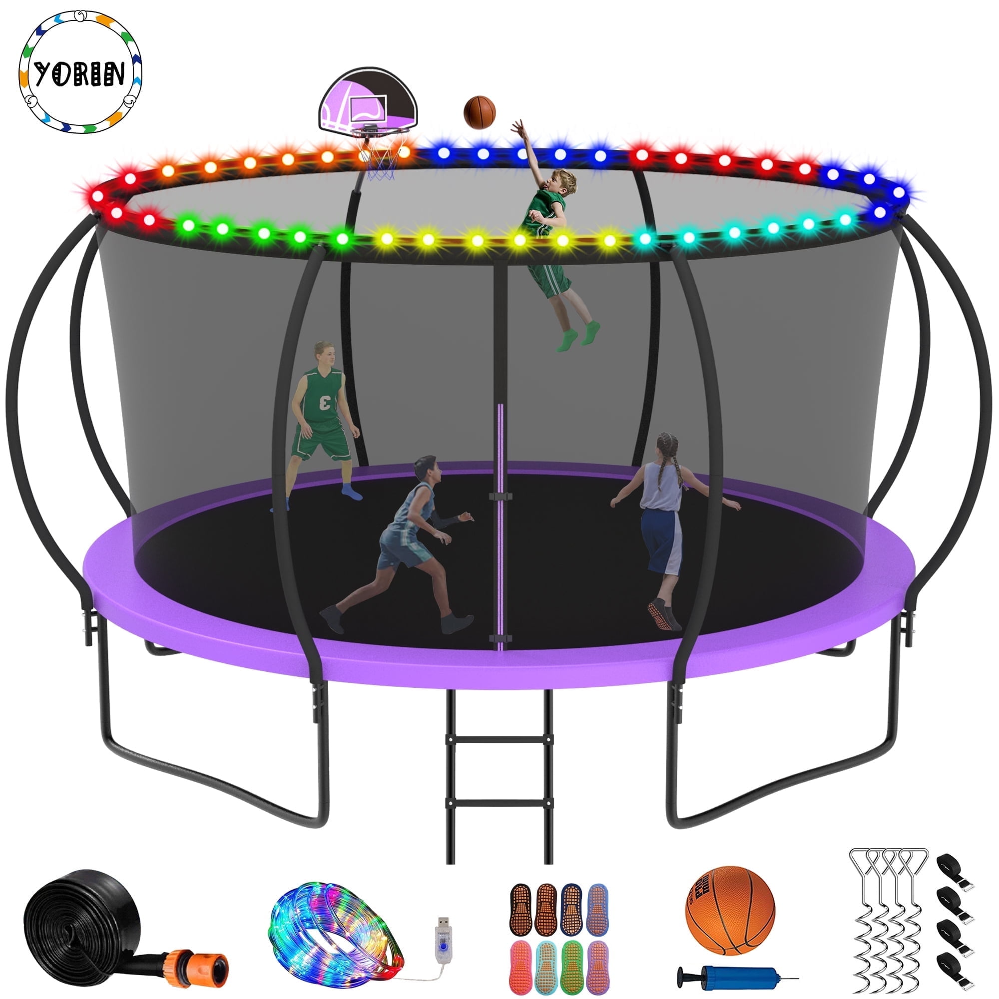YORIN Trampoline, 14 FT Trampoline for 7-8 Kids Adults with Enclosure ...
