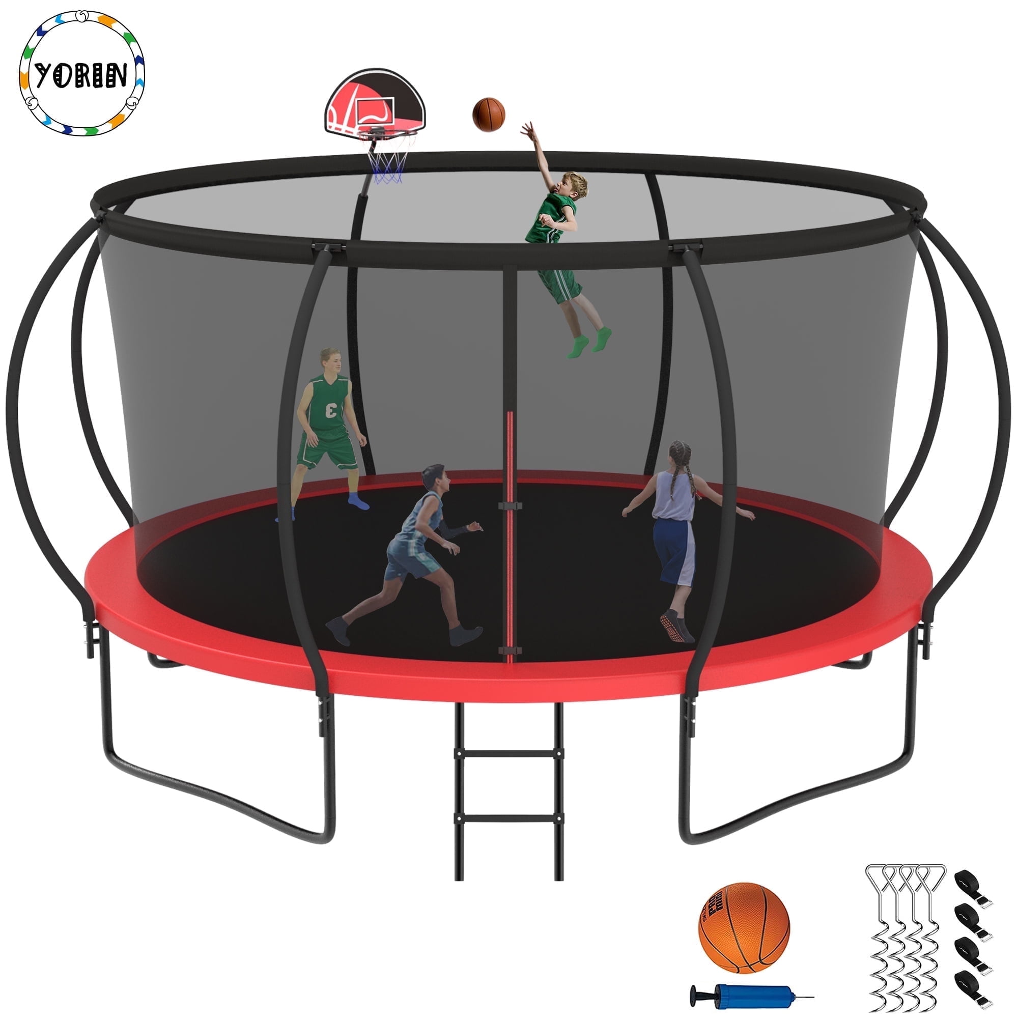 YORIN Trampoline, 14 FT Trampoline for 7-8 Kids Adults with Enclosure ...