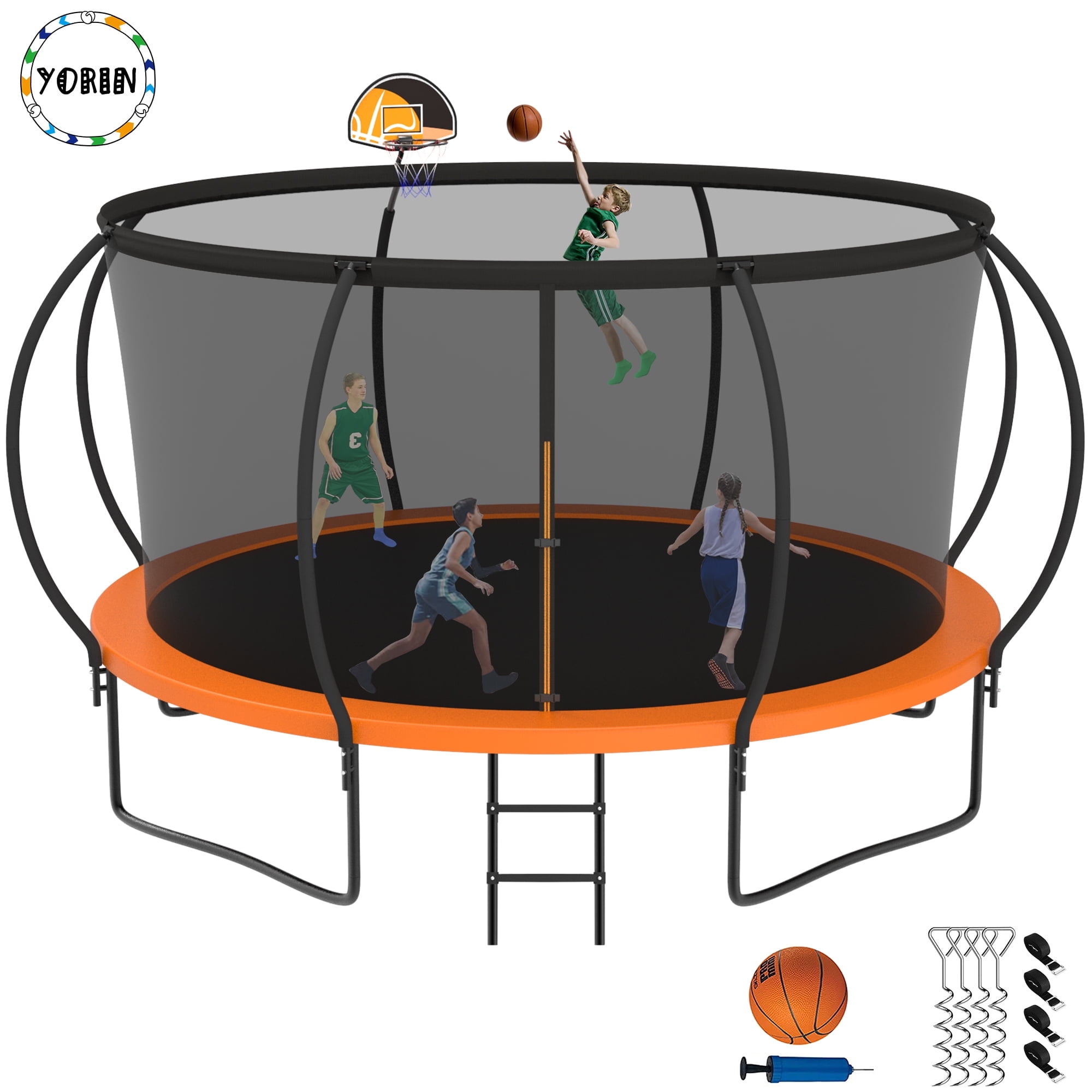 YORIN Trampoline, 14 FT Trampoline for 7-8 Kids Adults with Enclosure ...