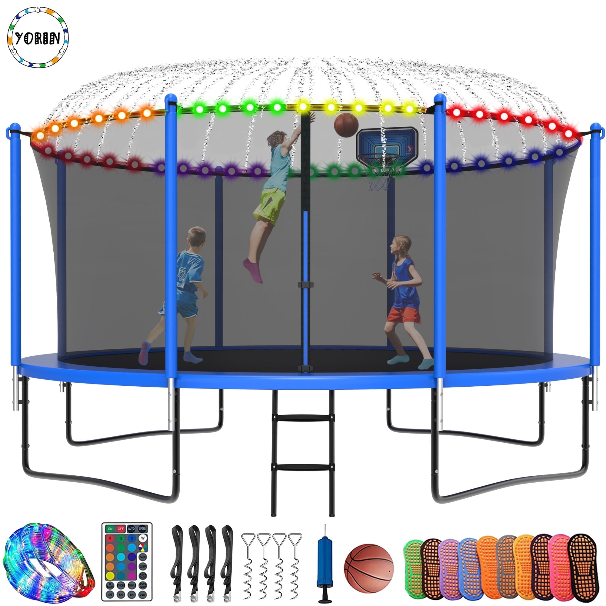 YORIN Trampoline, 14FT Trampoline for 6-7 Kids Adults with Enclosure ...