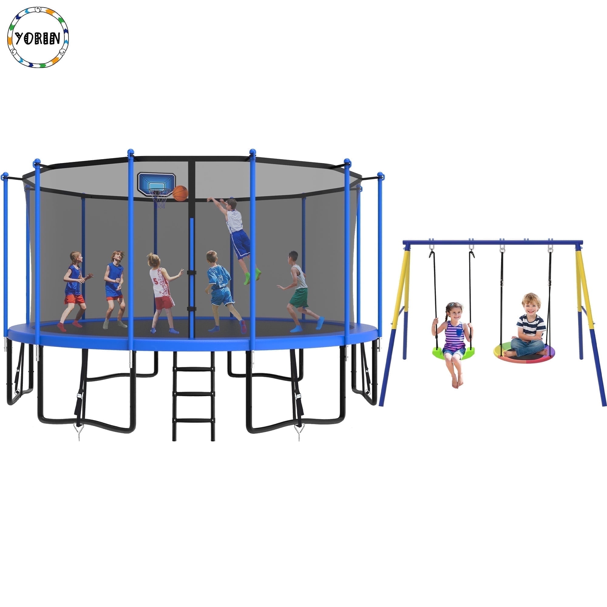 YORIN Trampoline, 1500LBS 16FT Trampoline for 7-8 Adults/ Kids, with ...