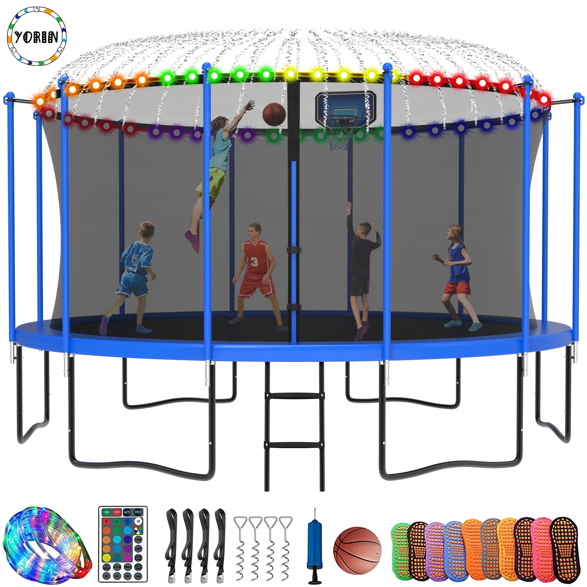 YORIN Trampoline, 15FT Trampoline for 7-8 Kids Adults with Enclosure ...