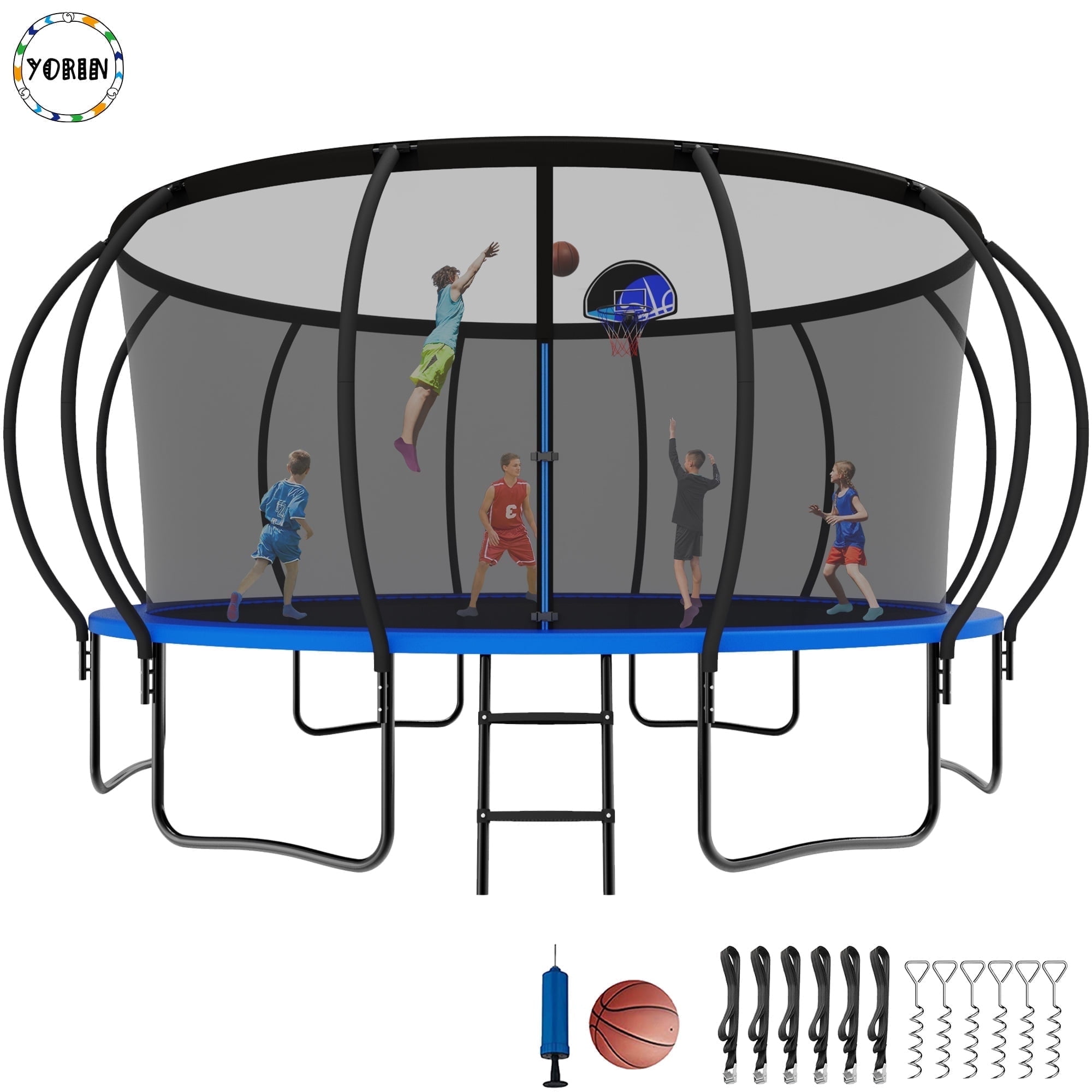YORIN Trampoline, 15FT Trampoline with Enclosure Net, 1500LBS ...