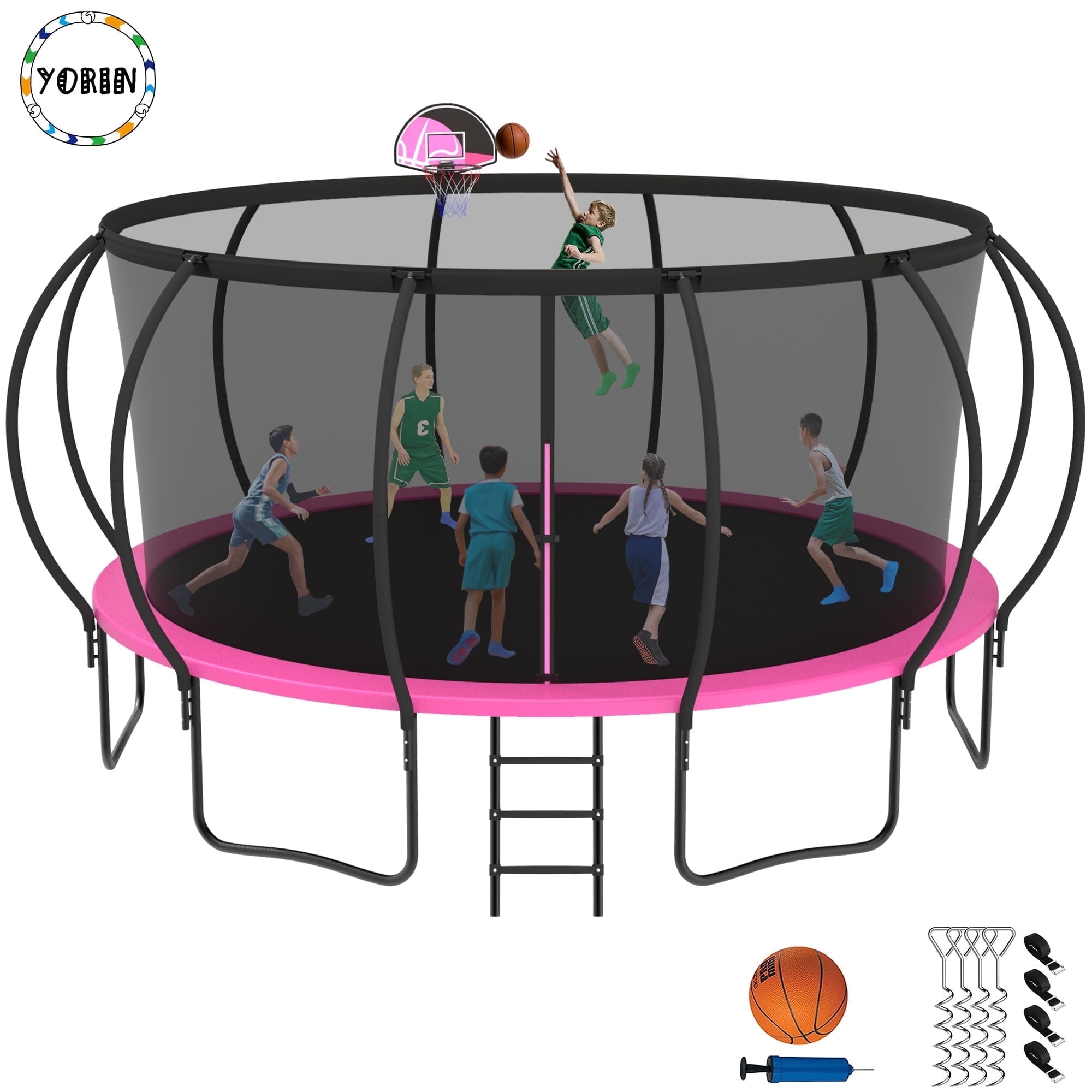 YORIN Trampoline, 16 FT Trampoline for 10 Kids Adults with Enclosure ...