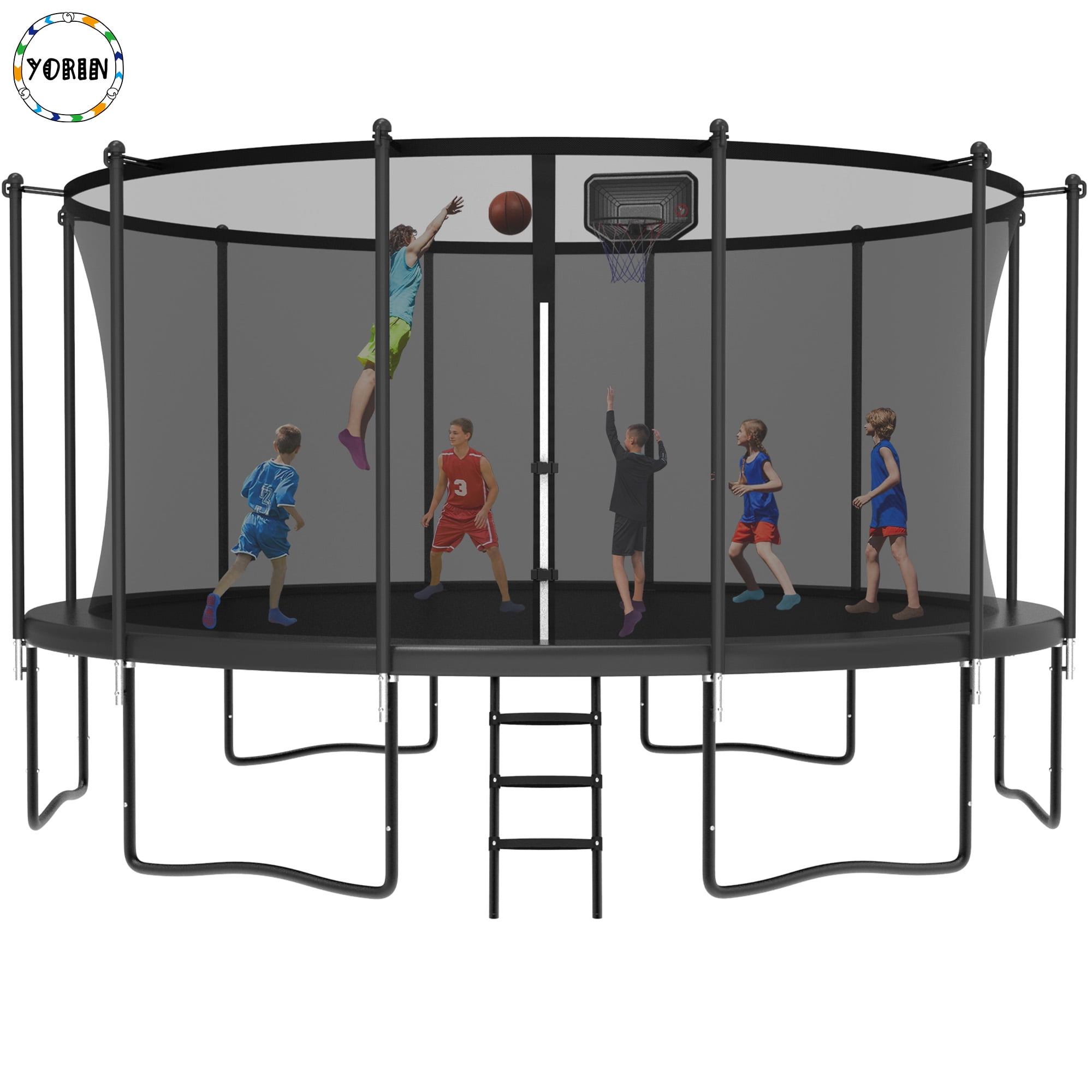 YORIN Trampoline, 16FT Trampoline for 8-9 Kids Adults with Enclosure ...