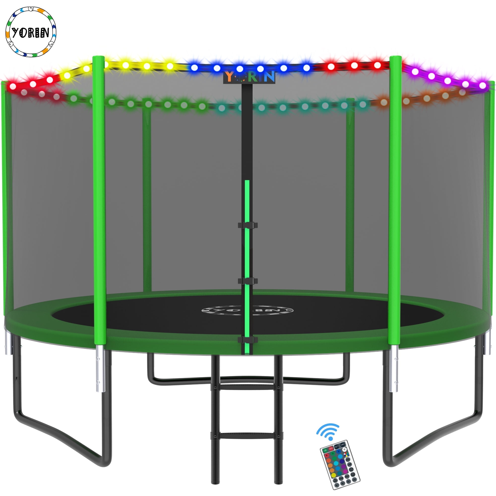 YORIN Trampoline for Kids & Adults, 8-14FT, Safety Net, Ladder, LED ...