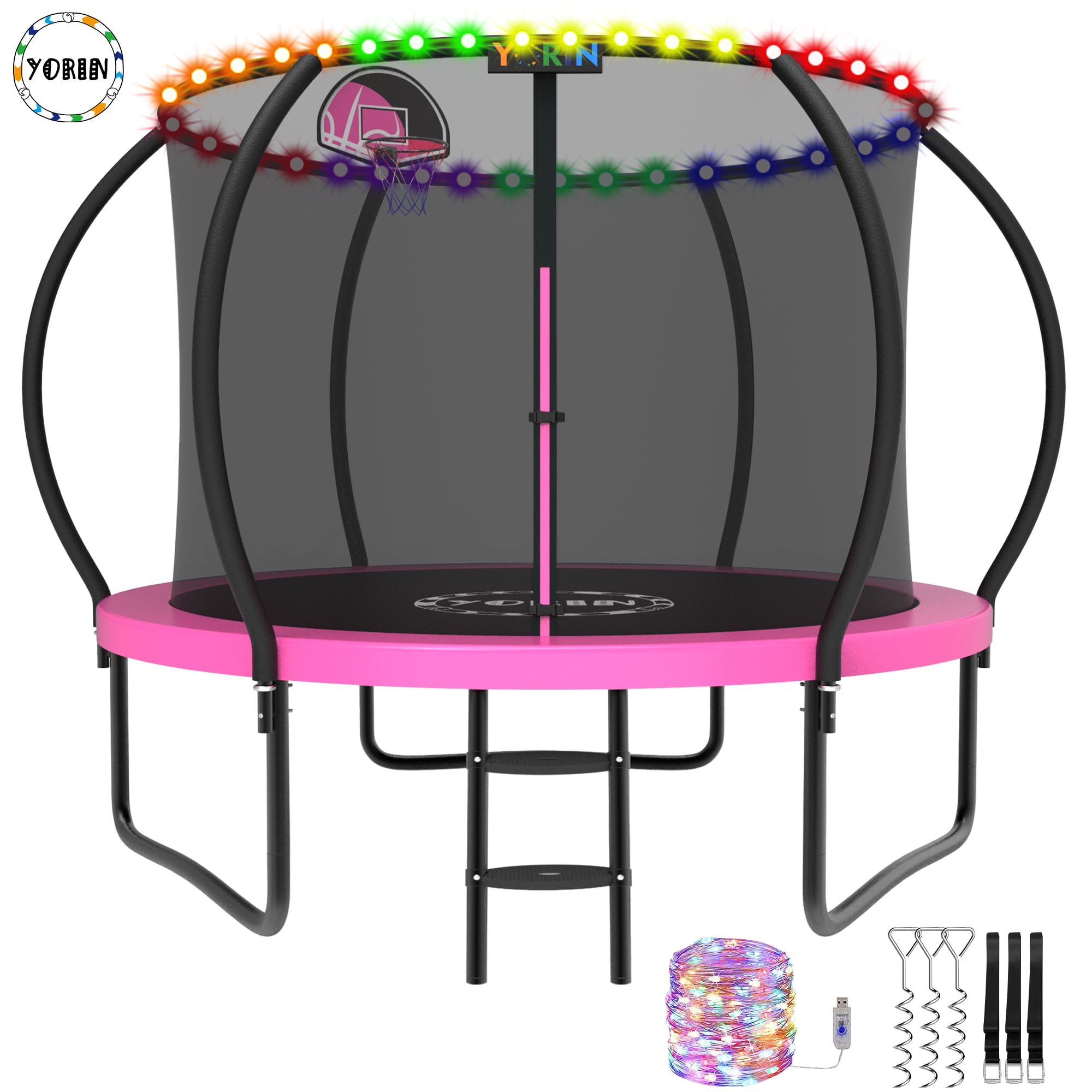 YORIN 8FT Trampoline for Kids & Adults, Outdoor Exercise with Net, Hoop ...