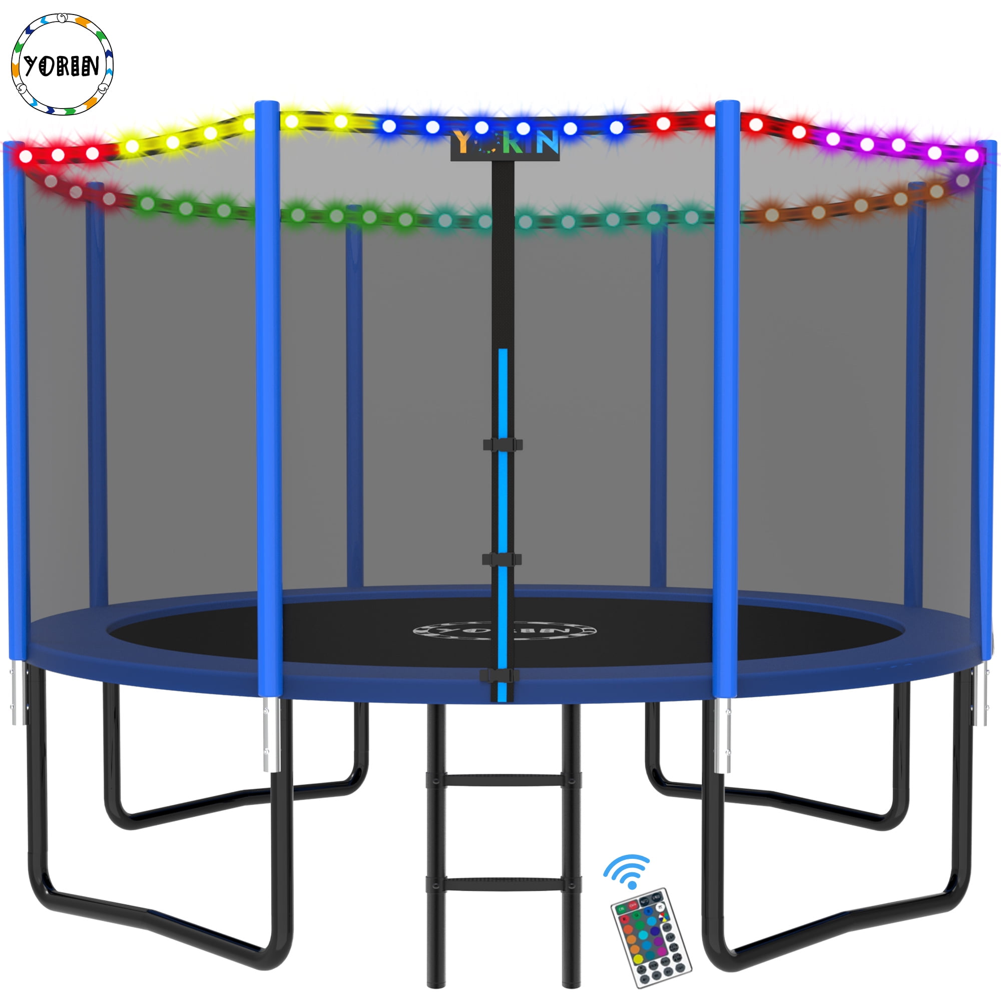 YORIN 14FT Trampoline for Kids & Adults, Outdoor with LED, Net, Ladder ...