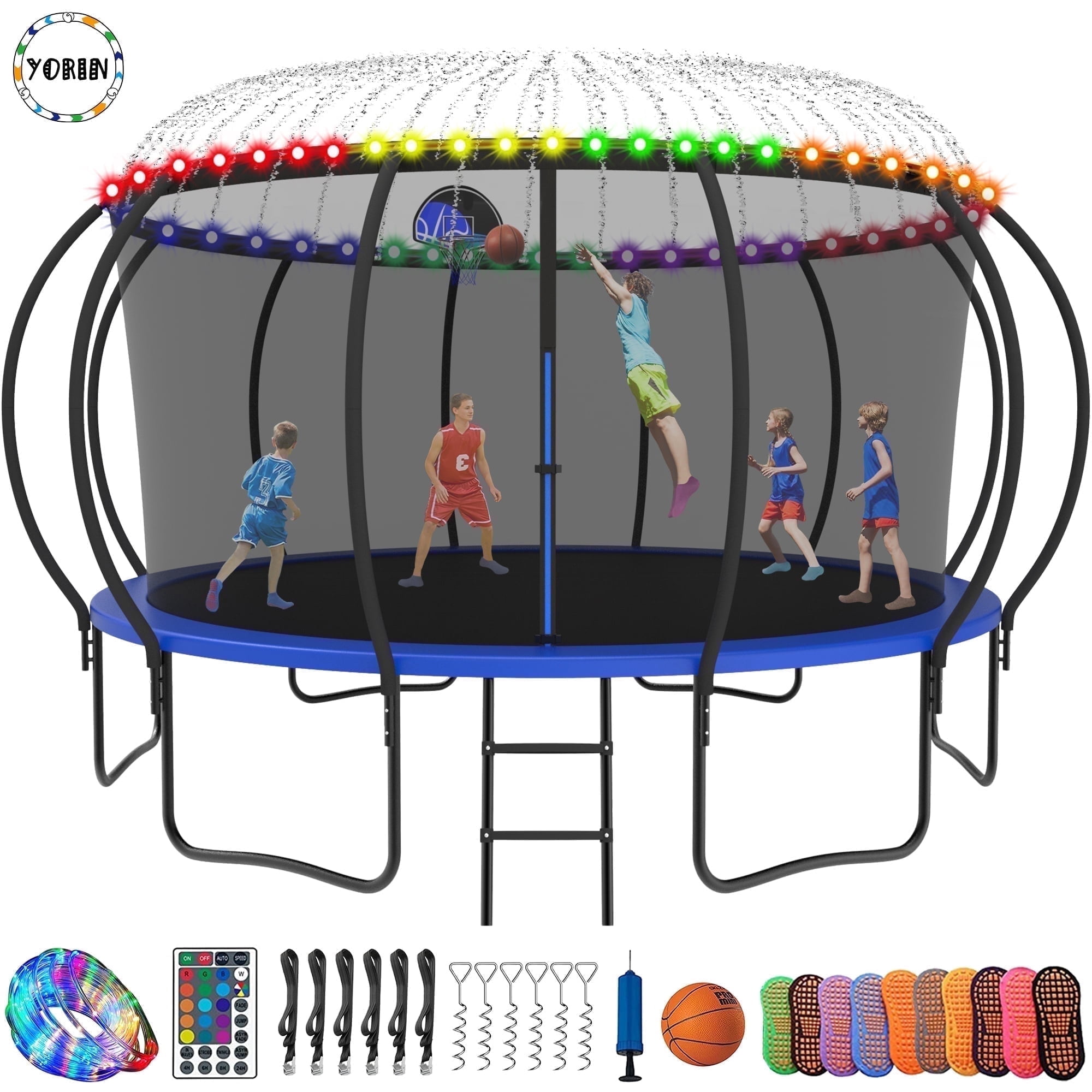 YORIN 15 FT Trampoline for Kids & Adults, 1500LBS, with Safety Net ...