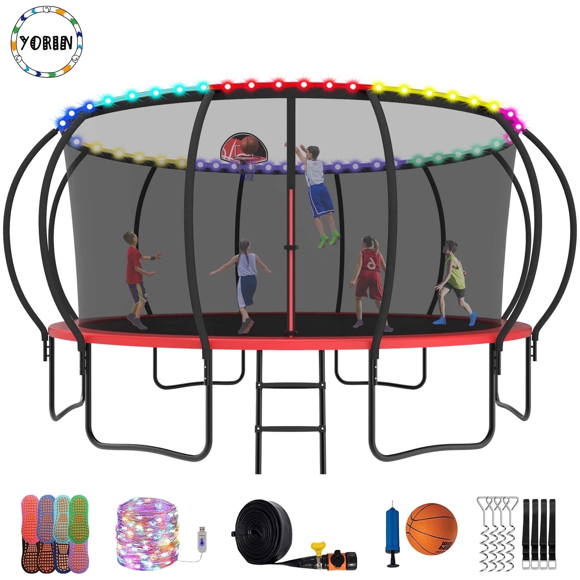 YORIN Trampoline for 8-9 Kids, 15 FT Trampoline for Adults with ...