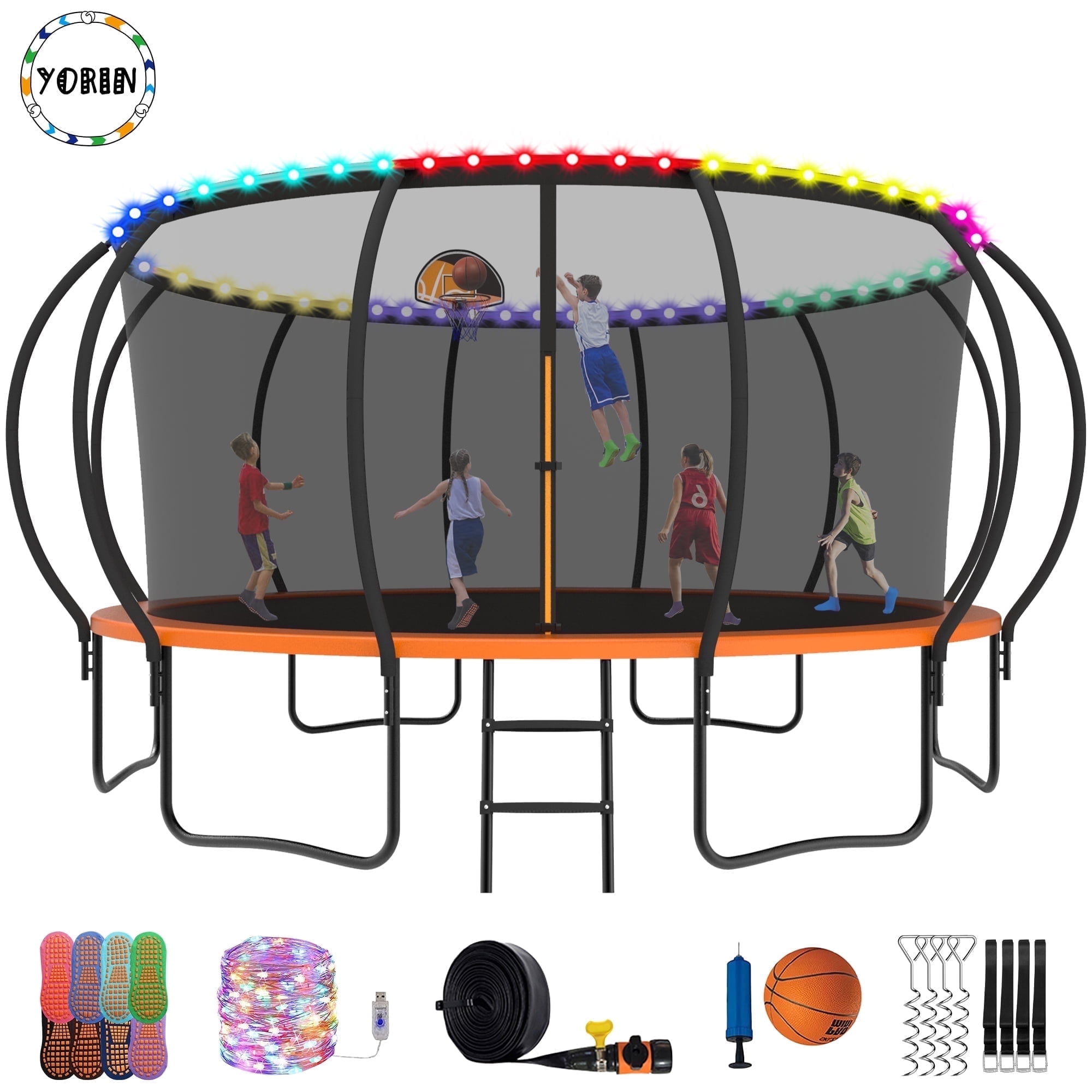 YORIN Trampoline for 8-9 Kids, 15 FT Trampoline for Adults with ...