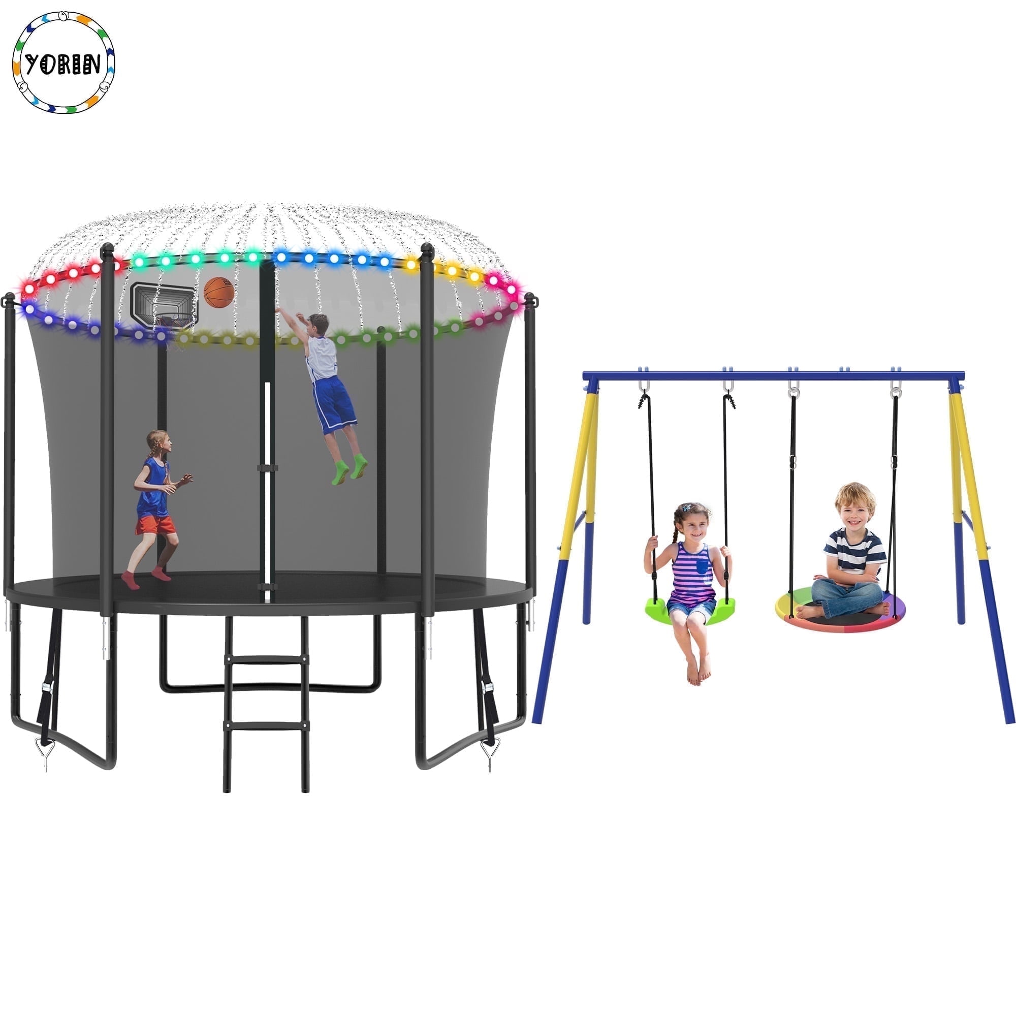 YORIN Trampoline, 800LBS 8FT Trampoline for 2-3 Adults/ Kids, with ...