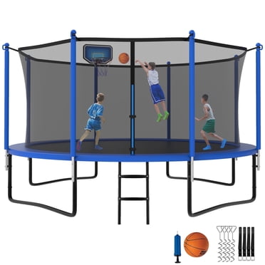 KOFUN Trampoline with Basketball Hoop, Enclosure, Anchors Kit, Ladder ...